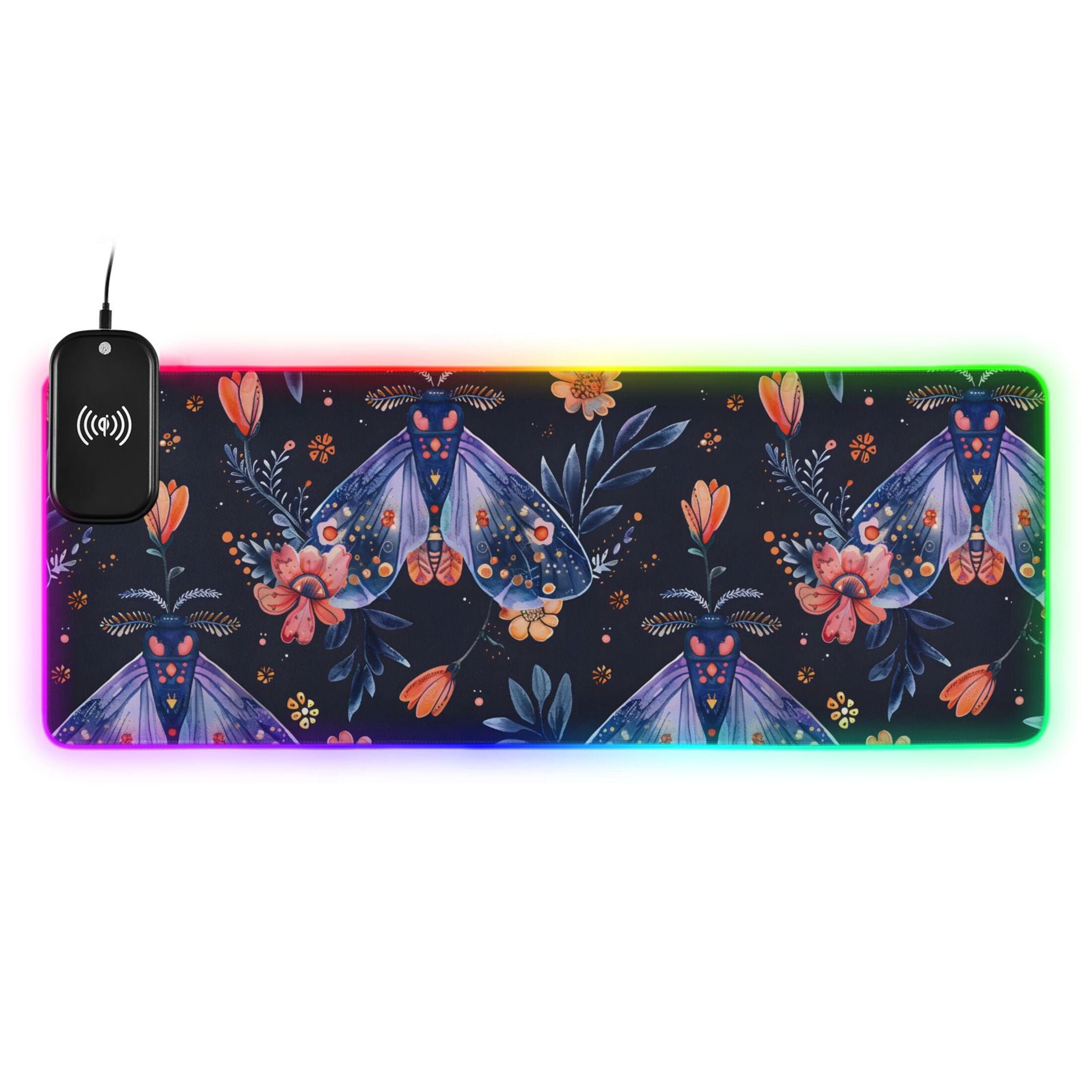 Wireless Charging Mouse Pad Large RGB Gaming Desk Mat 13 Light Modes ...