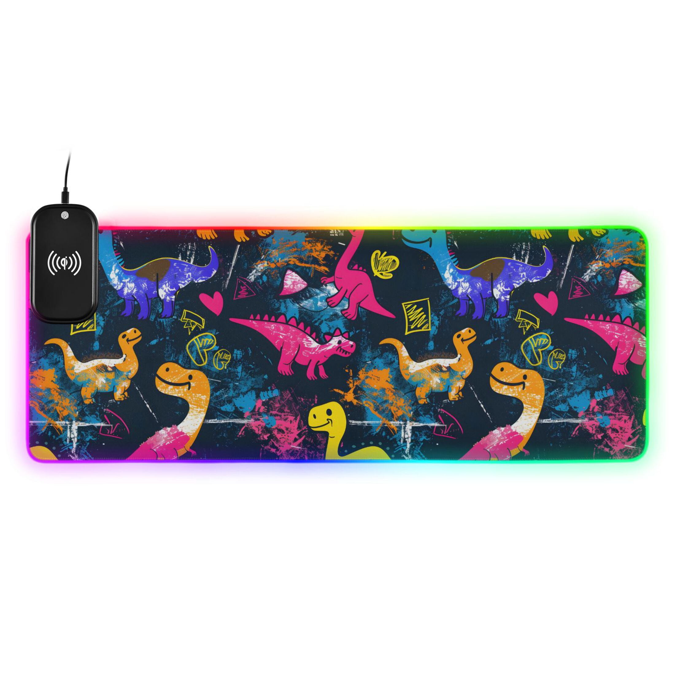 Wireless Charging Mouse Pad Large RGB Gaming Desk Mat 13 Light Modes ...