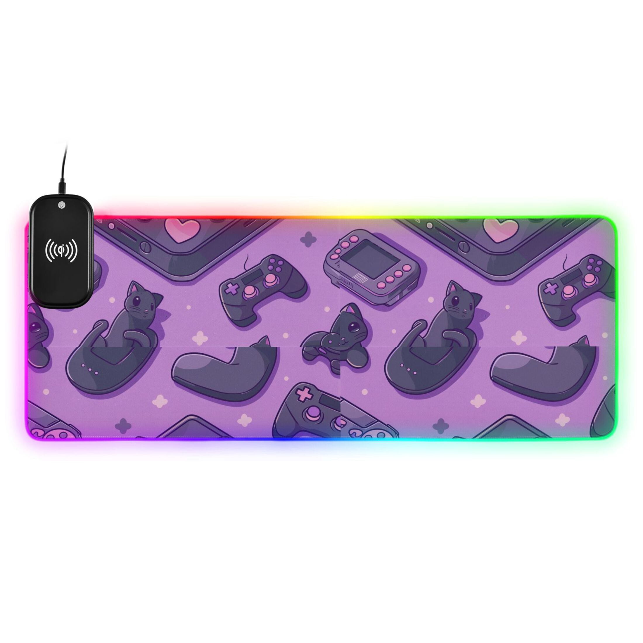 Wireless Charging Mouse Pad Large RGB Gaming Desk Mat 13 Light Modes ...