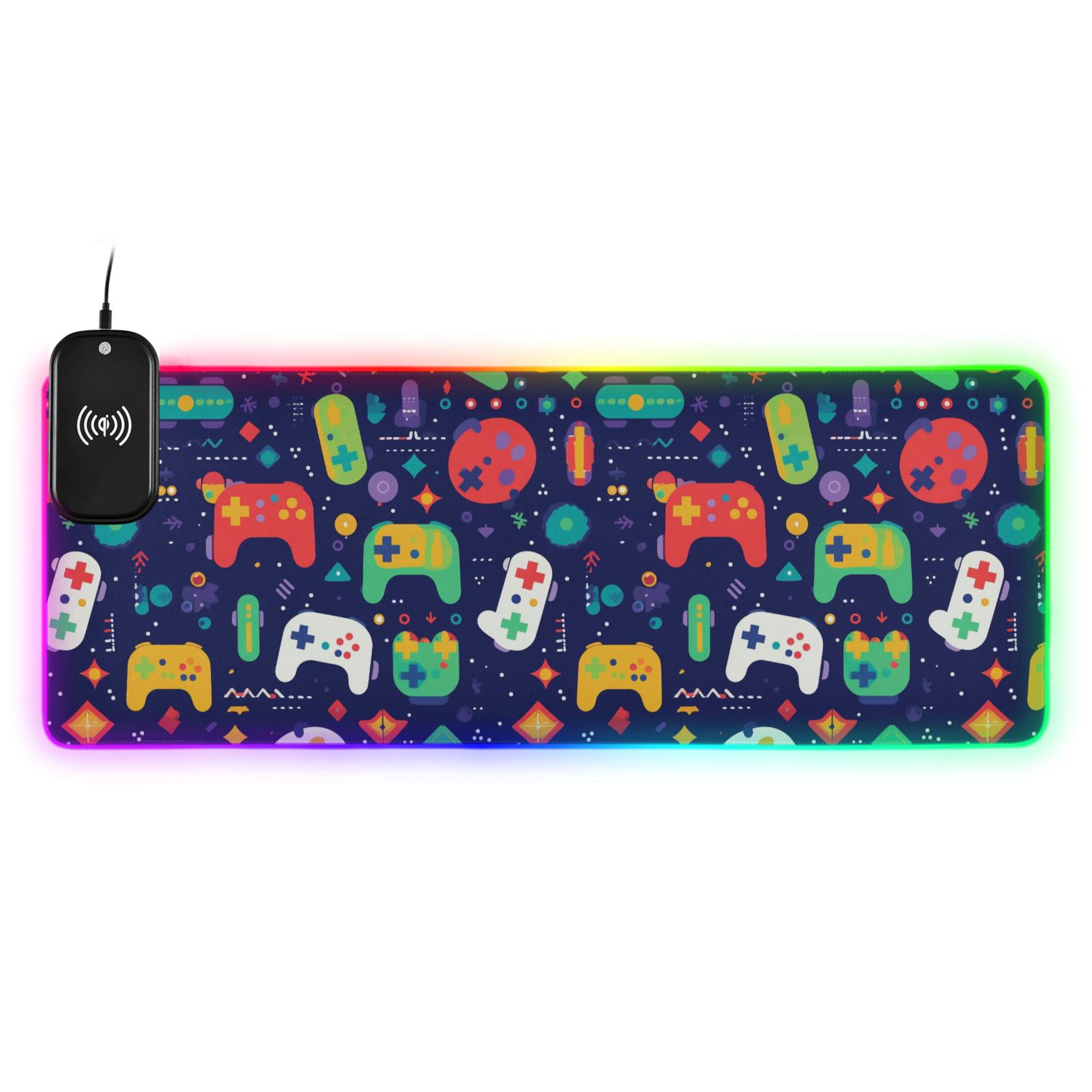 Wireless Charging Mouse Pad Large RGB Gaming Desk Mat 13 Light Modes ...