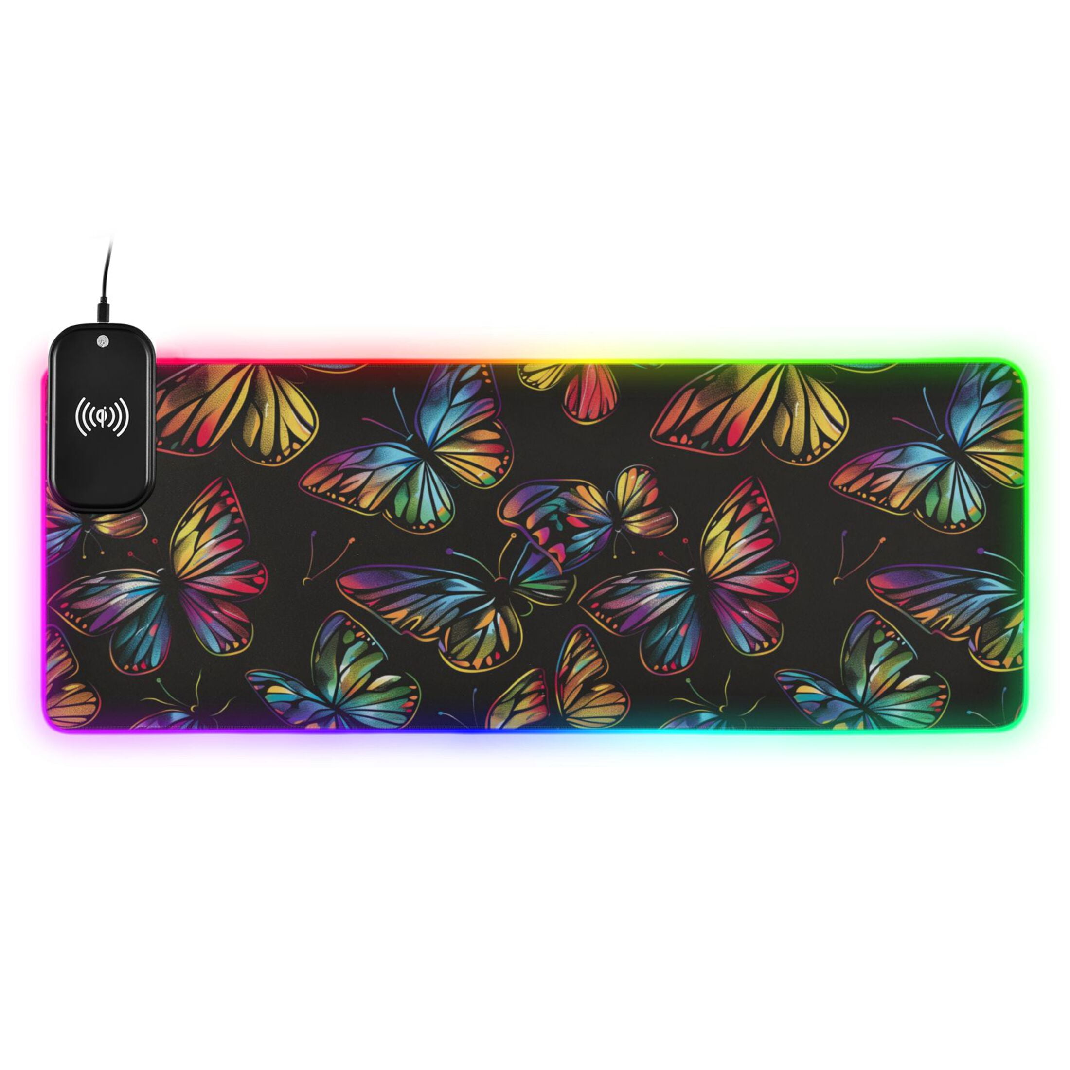 Wireless Charging Mouse Pad Large RGB Gaming Desk Mat 13 Light Modes ...