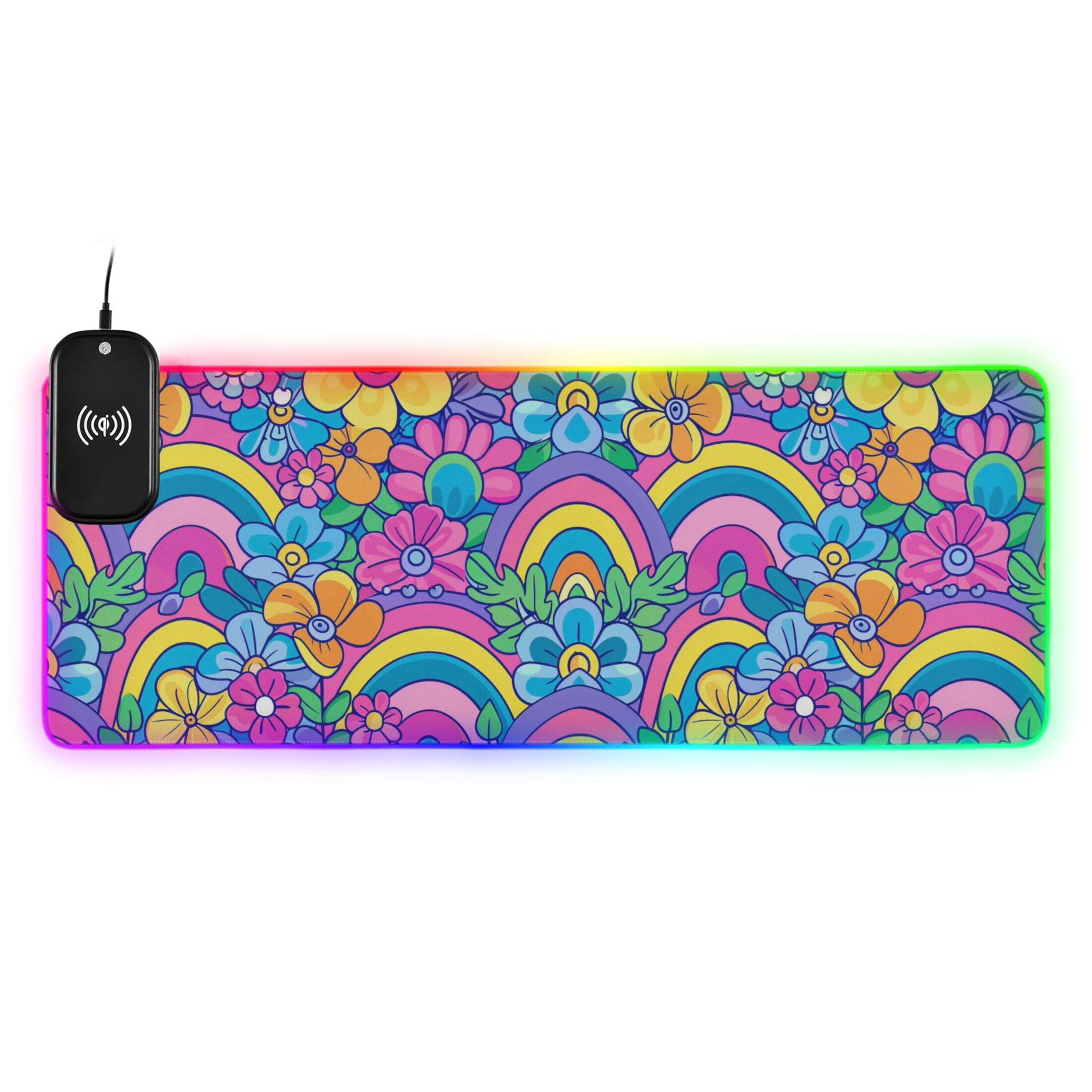 Wireless Charging Mouse Pad Large RGB Gaming Desk Mat 13 Light Modes ...