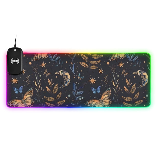 Wireless Charging Mouse Pad Large RGB Gaming Desk Mat 13 Light Modes ...