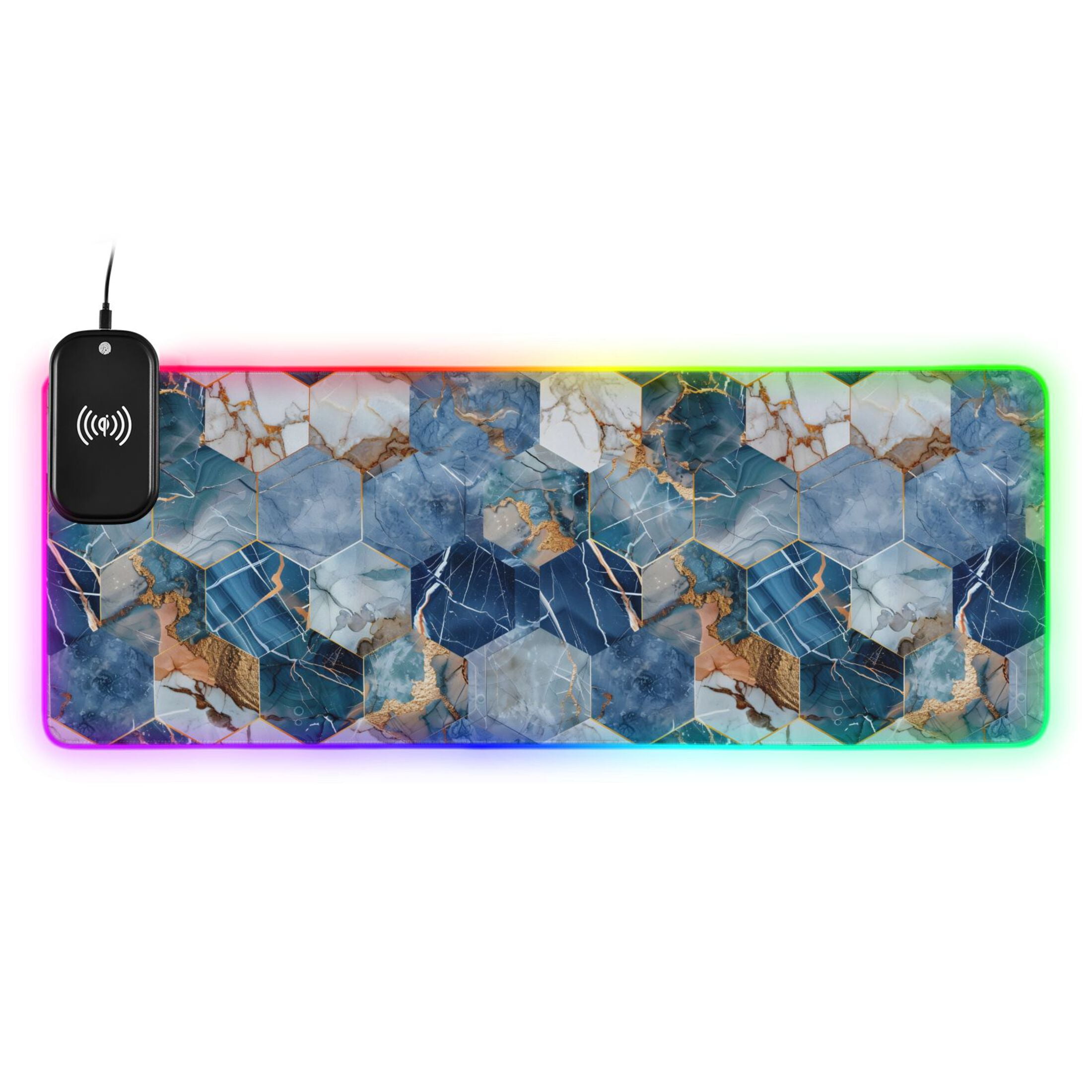 Wireless Charging Mouse Pad Large RGB Gaming Desk Mat 13 Light Modes ...