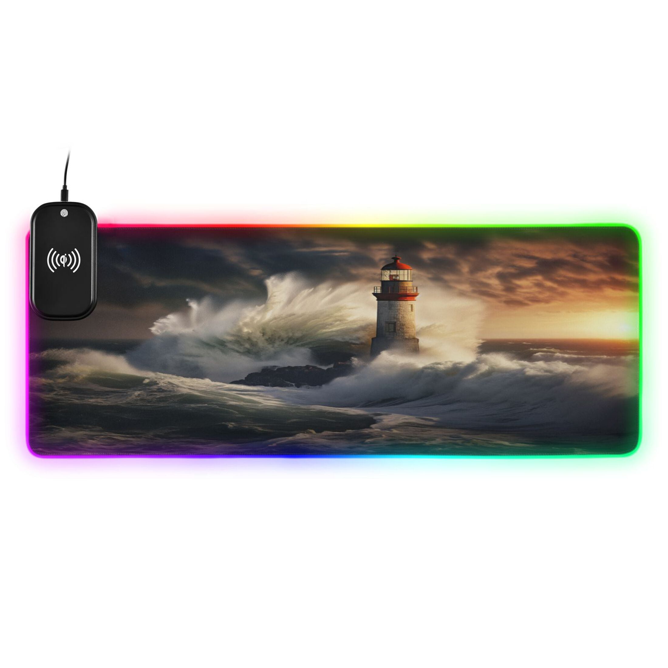 Wireless Charging Mouse Pad Large RGB Gaming Desk Mat 13 Light Modes ...