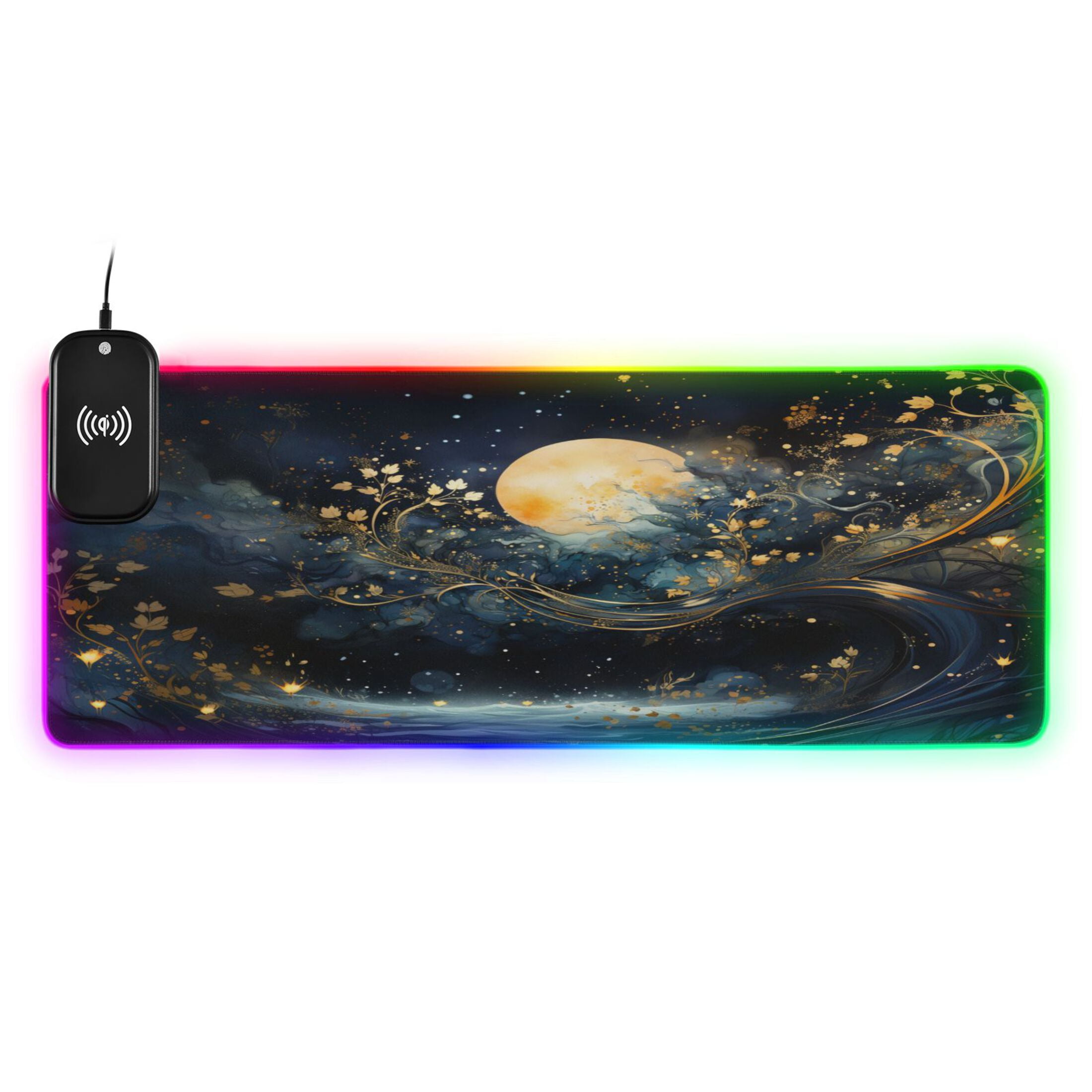 Wireless Charging Mouse Pad Large RGB Gaming Desk Mat 13 Light Modes ...