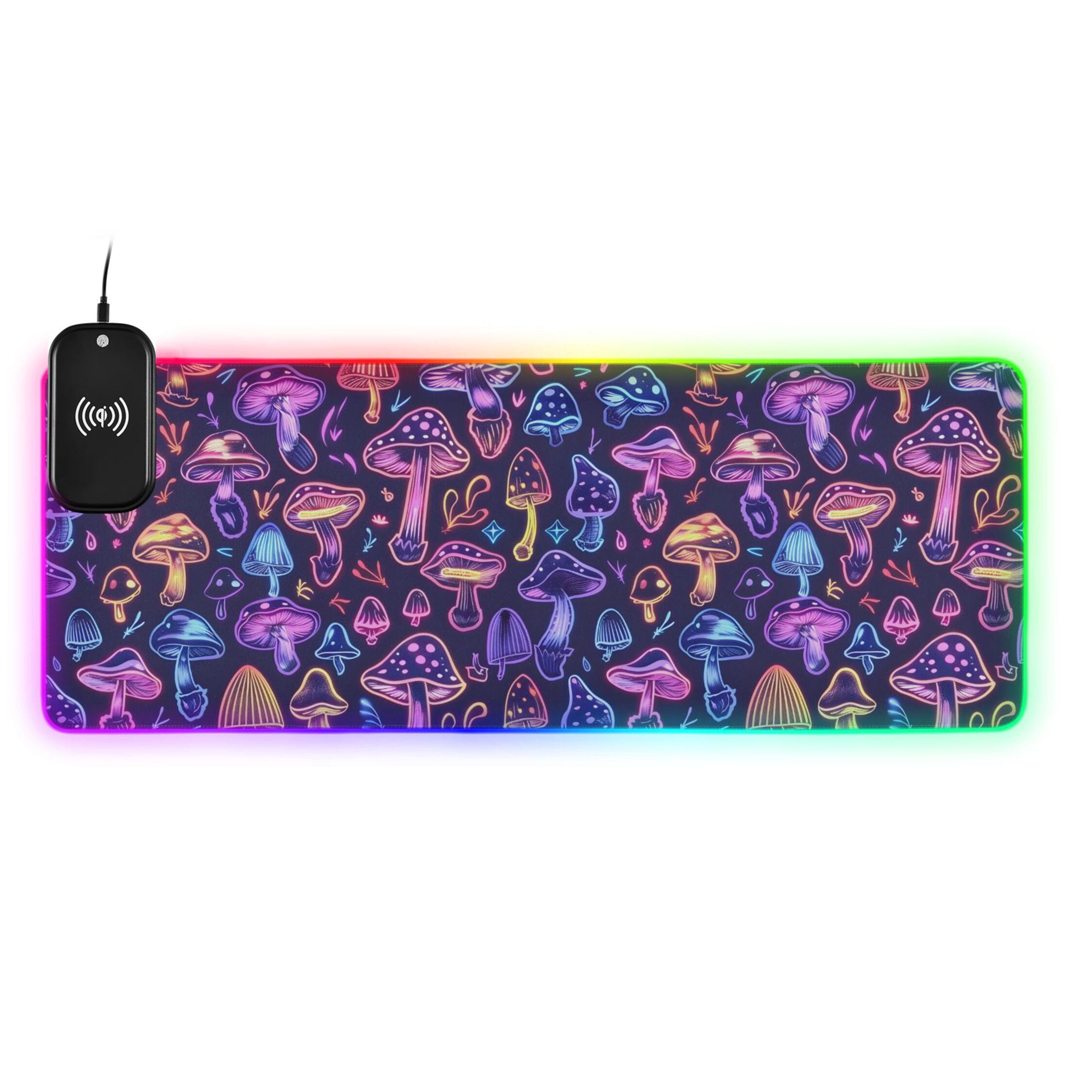 Wireless Charging Mouse Pad Large RGB Gaming Desk Mat 13 Light Modes ...