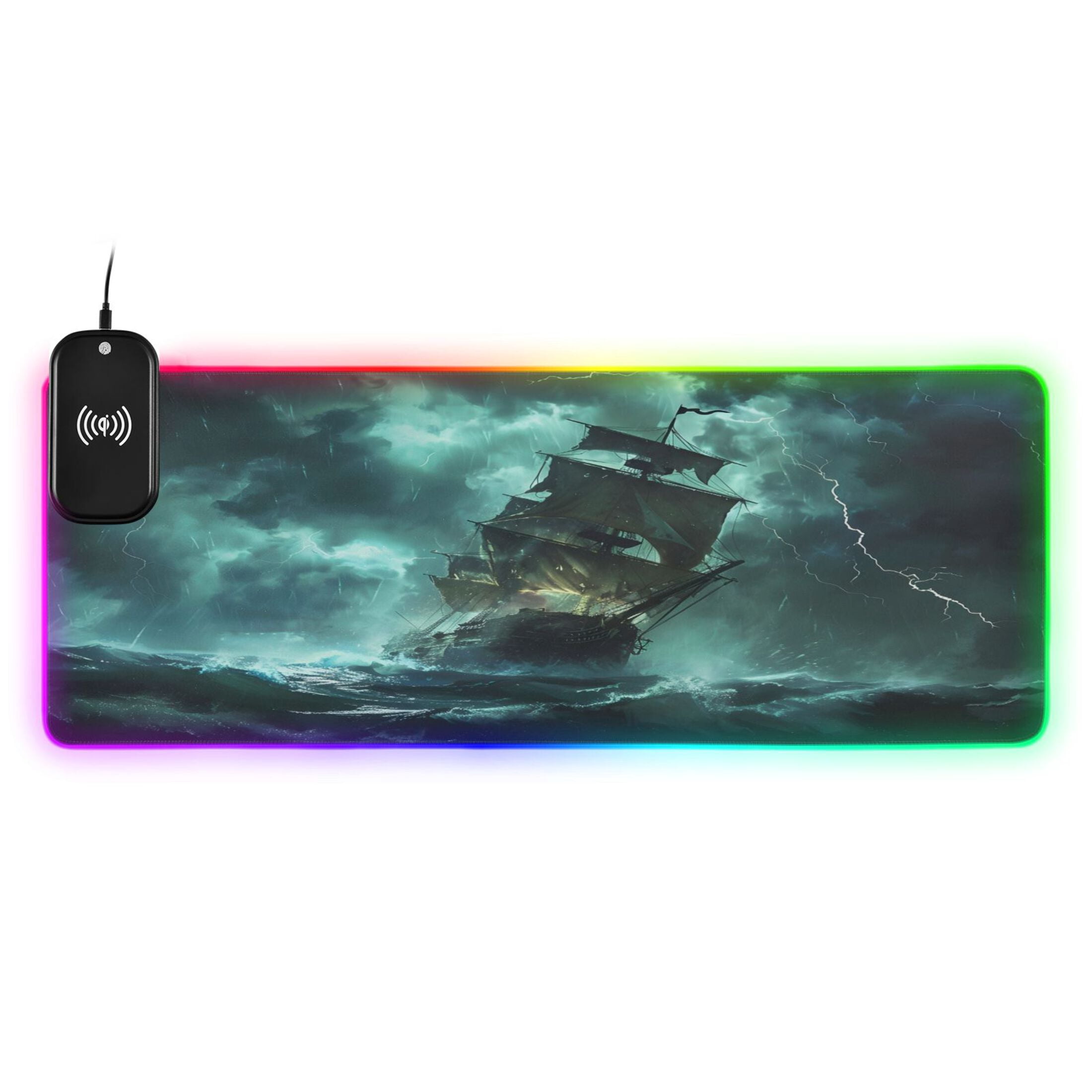 Wireless Charging Mouse Pad Large RGB Gaming Desk Mat 13 Light Modes ...