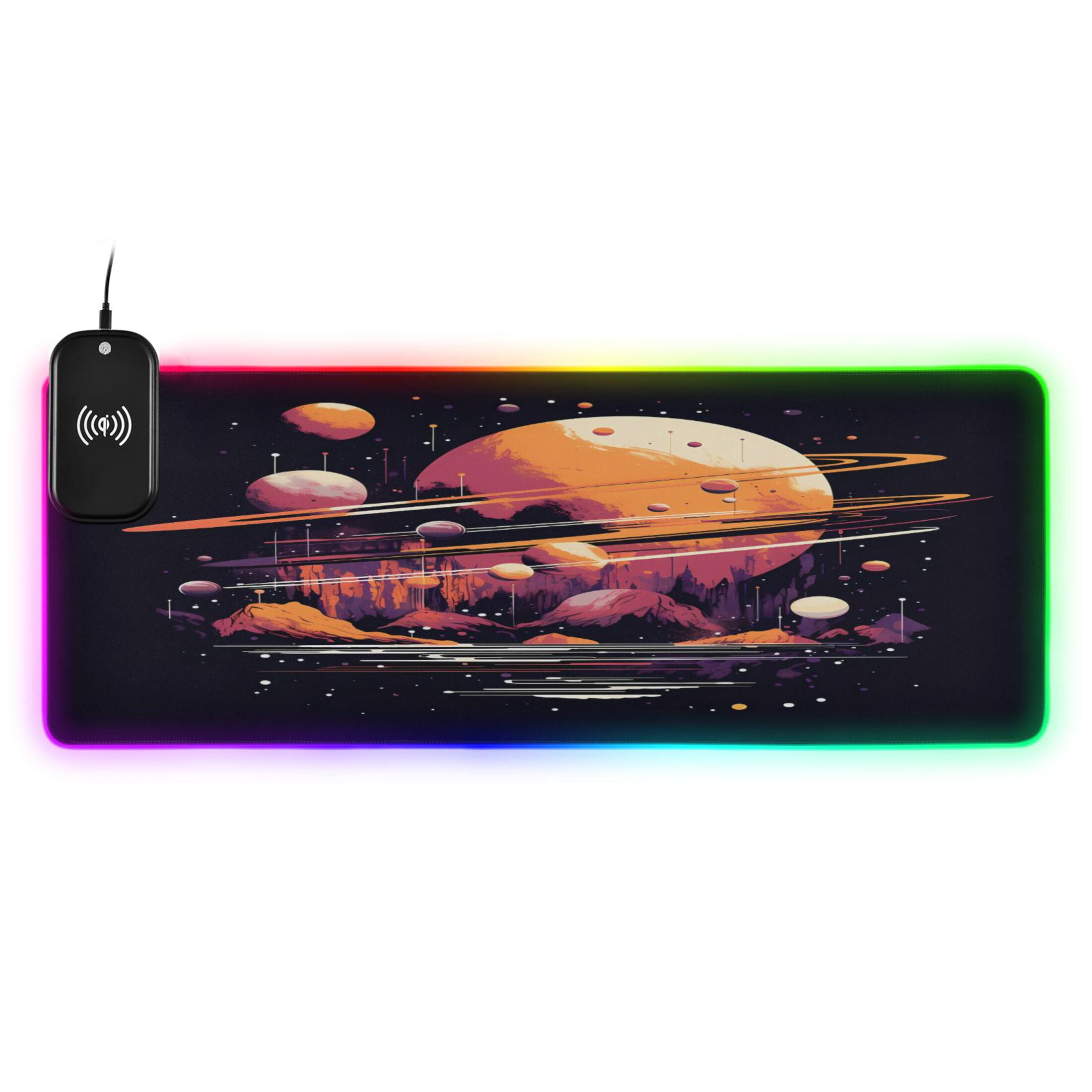 Wireless Charging Mouse Pad Large RGB Gaming Desk Mat 13 Light Modes ...