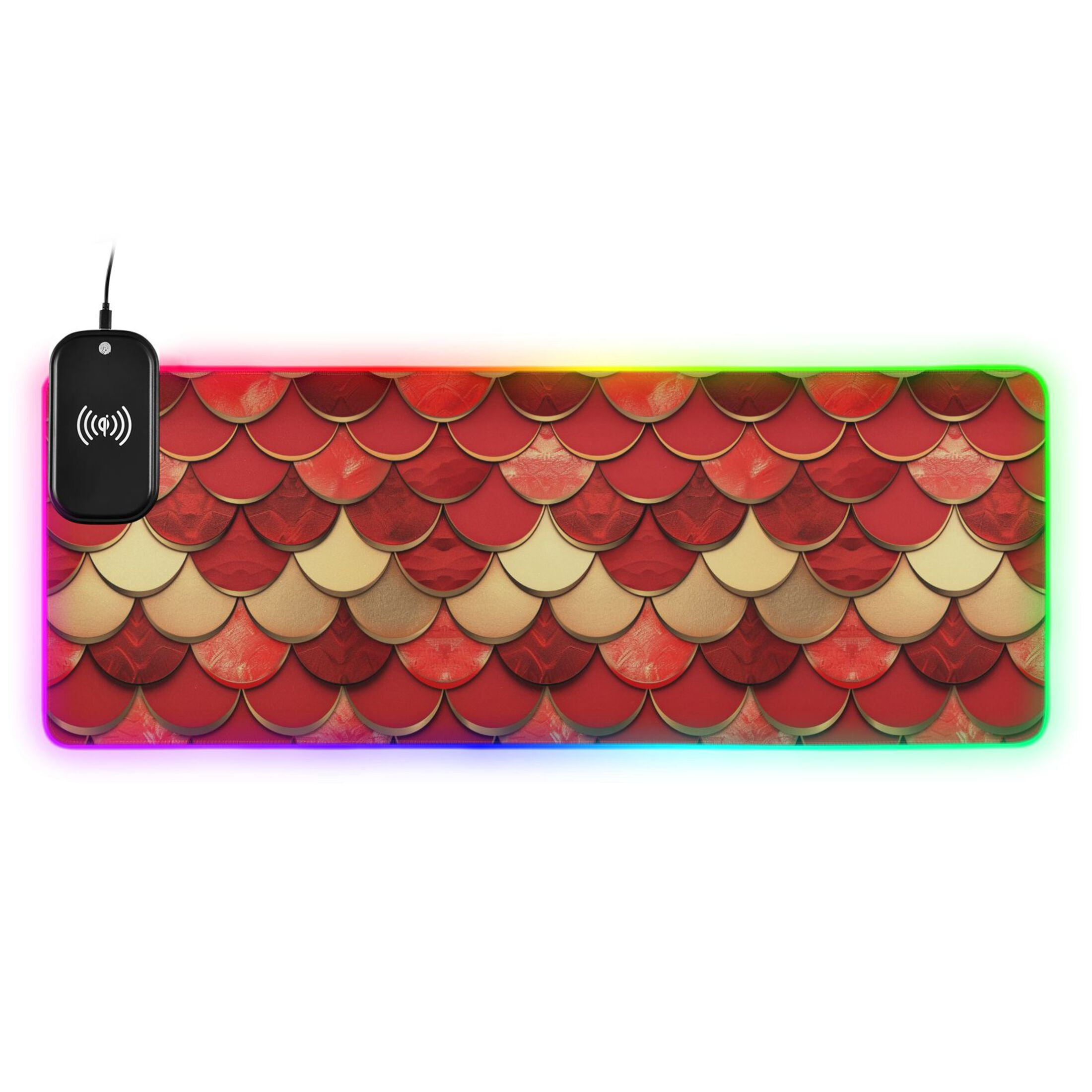 Wireless Charging Mouse Pad Large RGB Gaming Desk Mat 13 Light Modes ...
