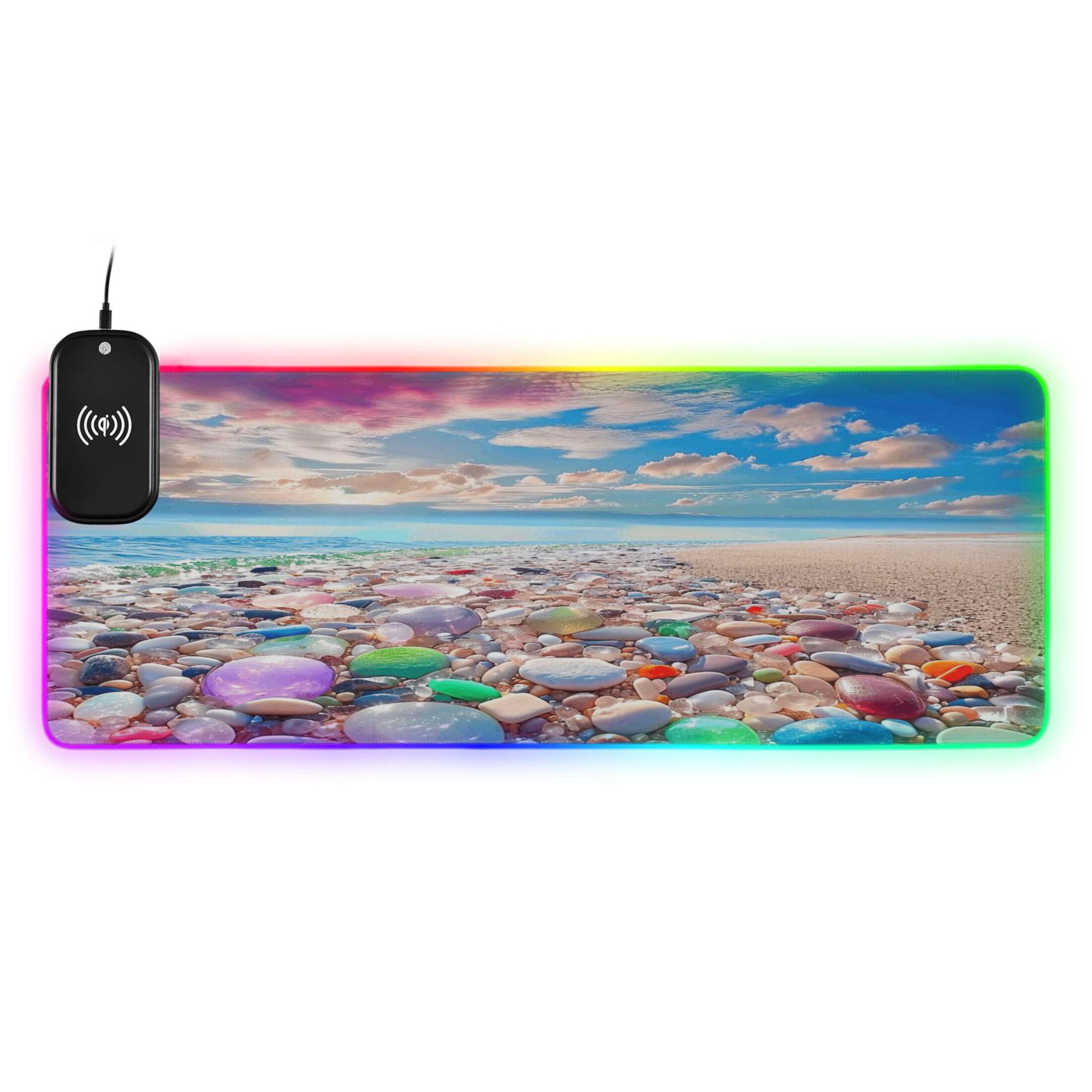 Wireless Charging Mouse Pad Large RGB Gaming Desk Mat 13 Light Modes ...