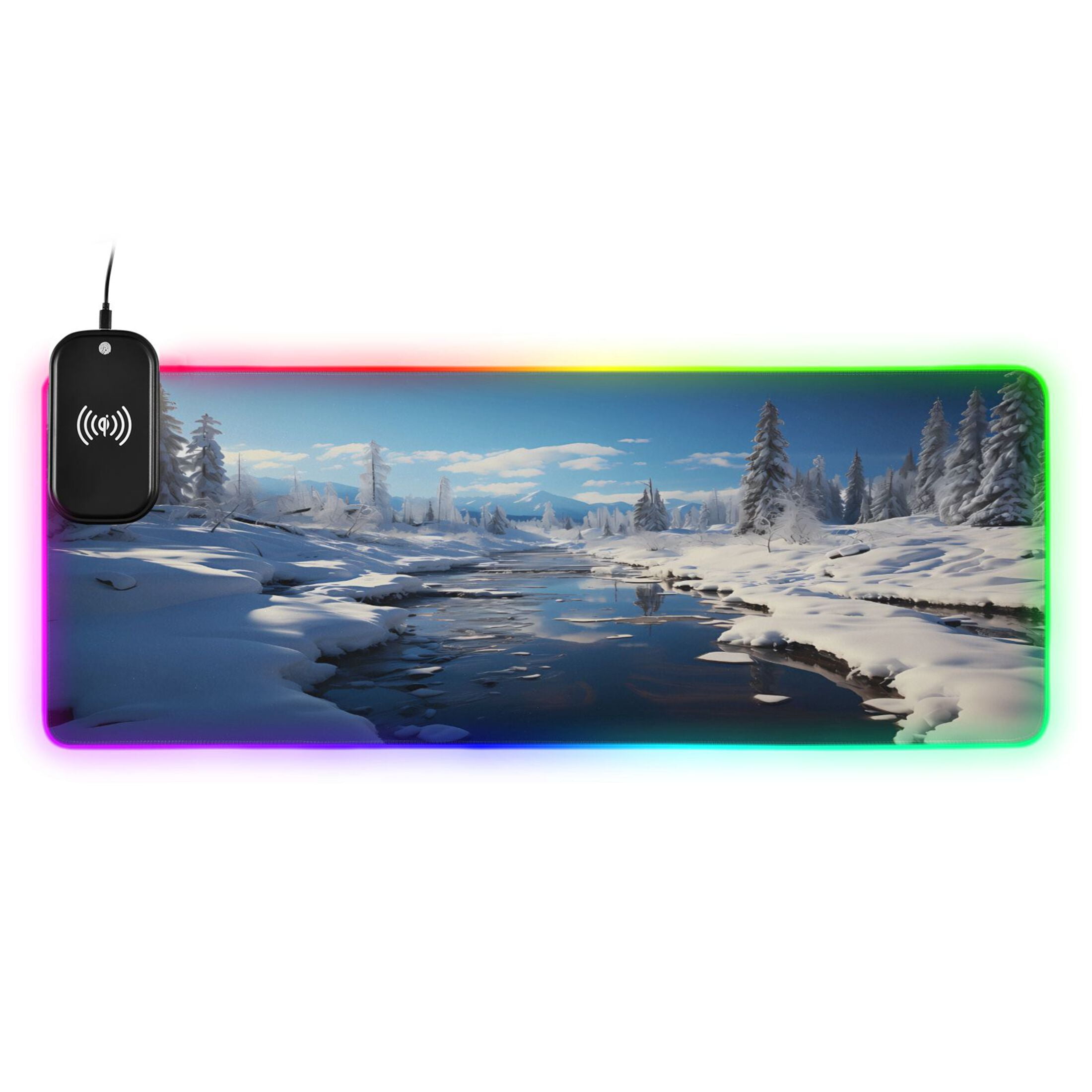 Wireless Charging Mouse Pad Large RGB Gaming Desk Mat 13 Light Modes ...