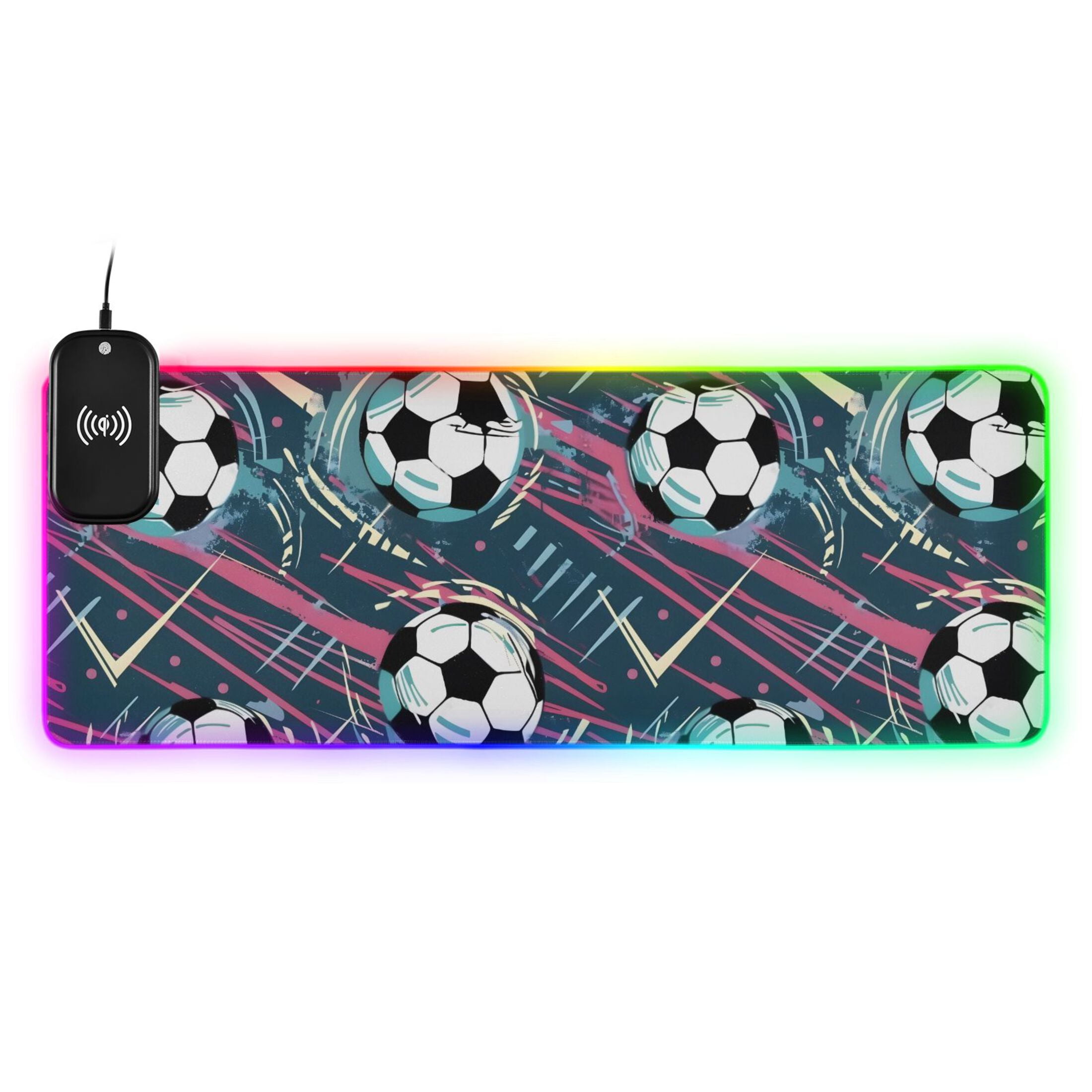 Wireless Charging Mouse Pad Large RGB Gaming Desk Mat 13 Light Modes ...