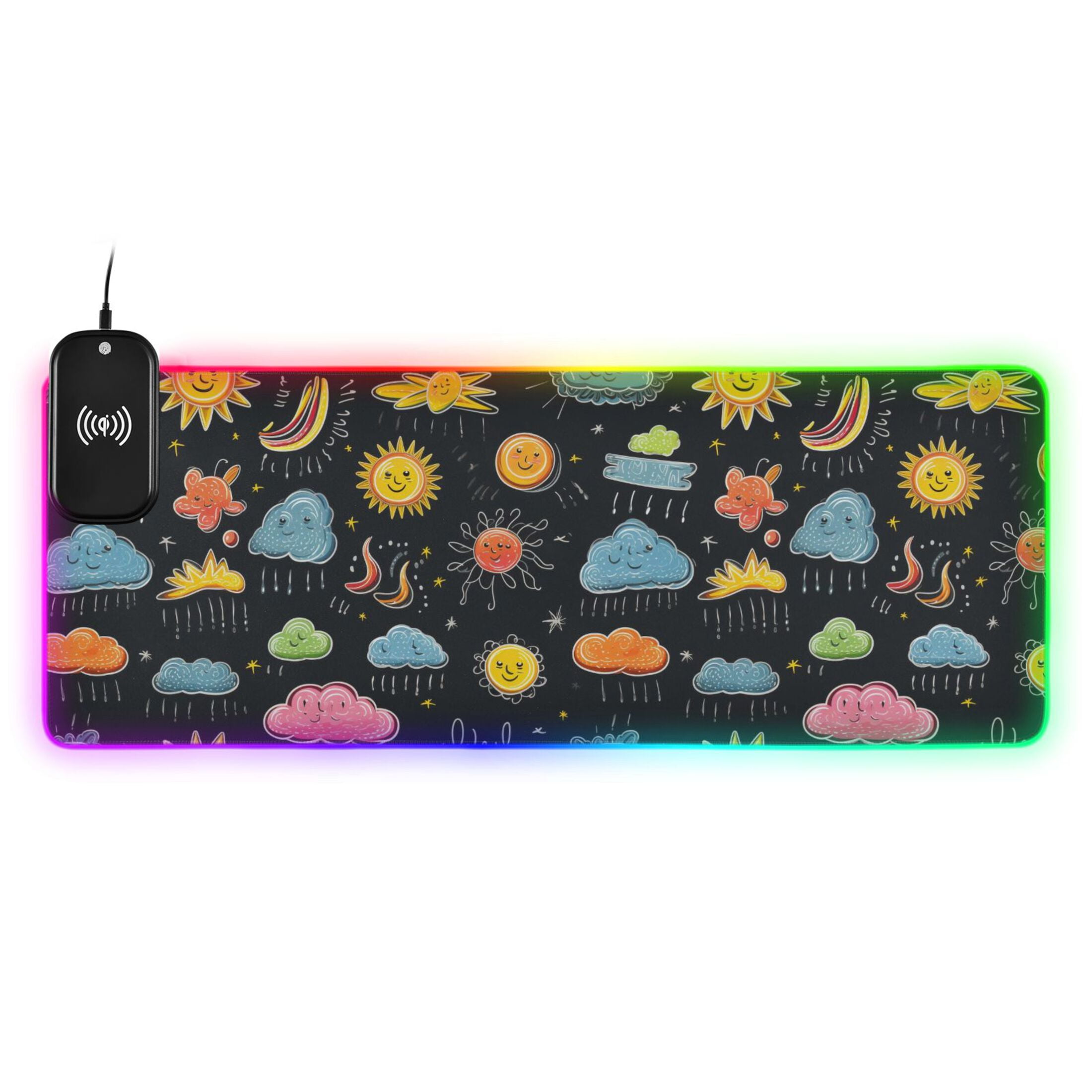 Wireless Charging Mouse Pad Large RGB Gaming Desk Mat 13 Light Modes ...