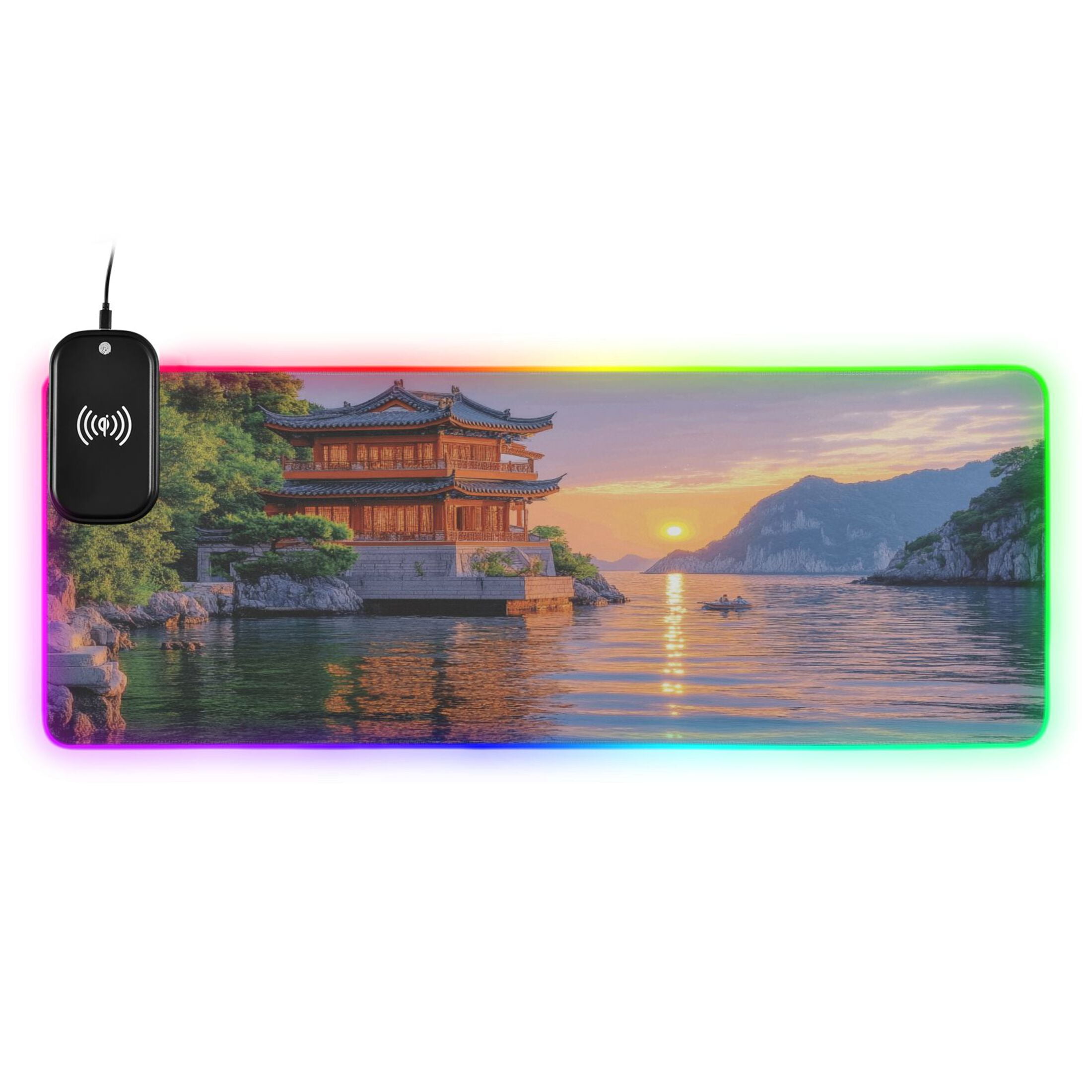 Wireless Charging Mouse Pad Large RGB Gaming Desk Mat 13 Light Modes ...