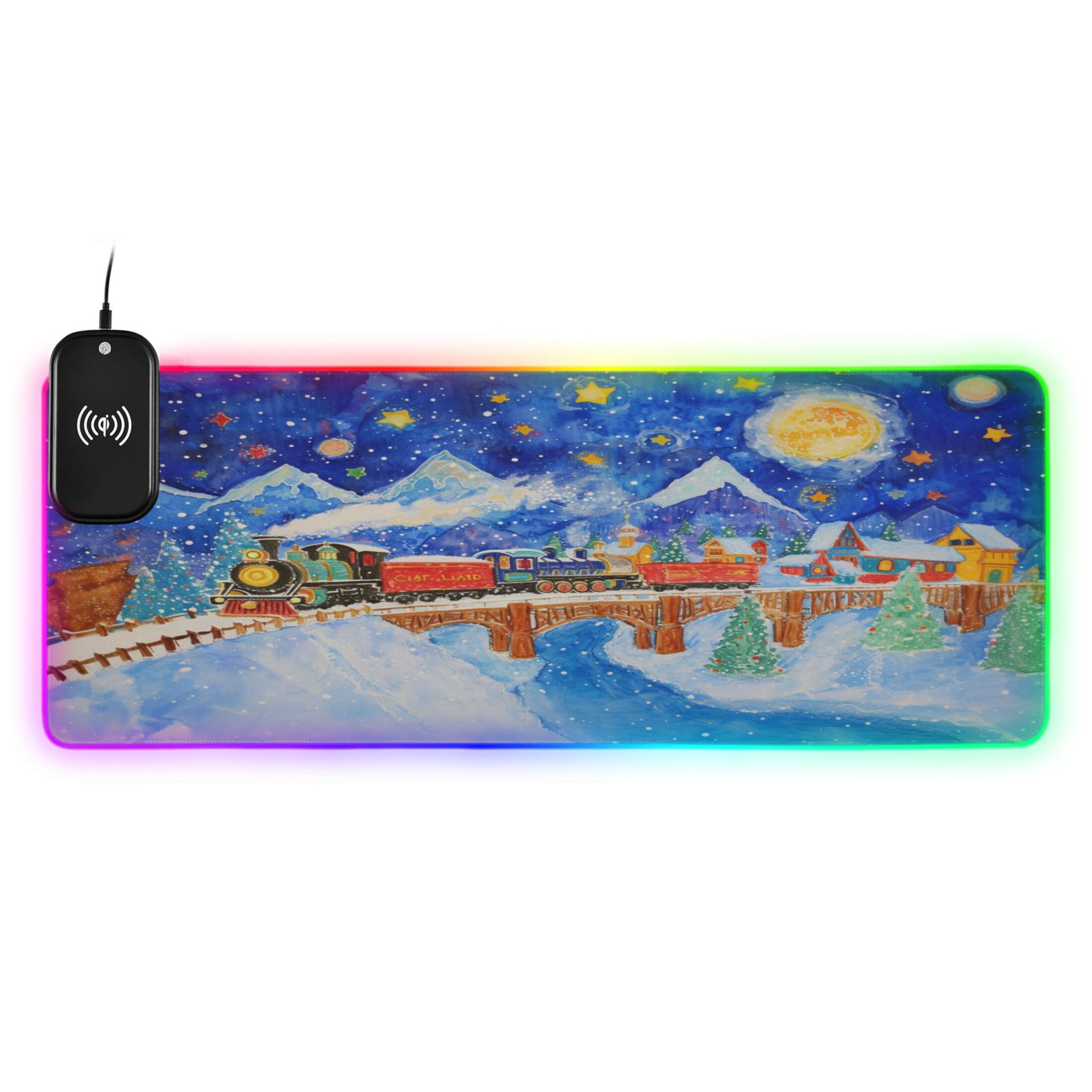 Wireless Charging Mouse Pad Large RGB Gaming Desk Mat 13 Light Modes ...