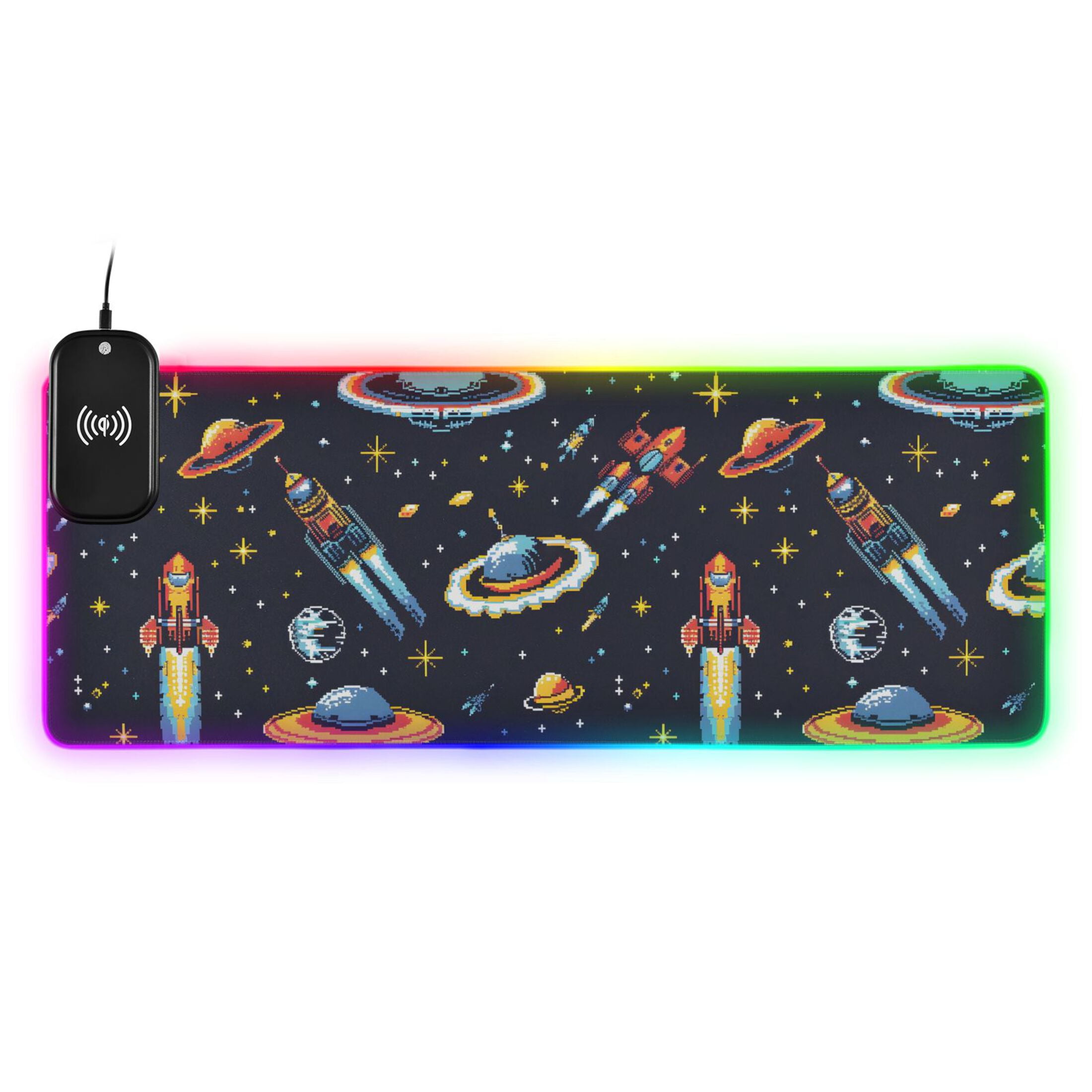 Wireless Charging Mouse Pad Large RGB Gaming Desk Mat 13 Light Modes ...