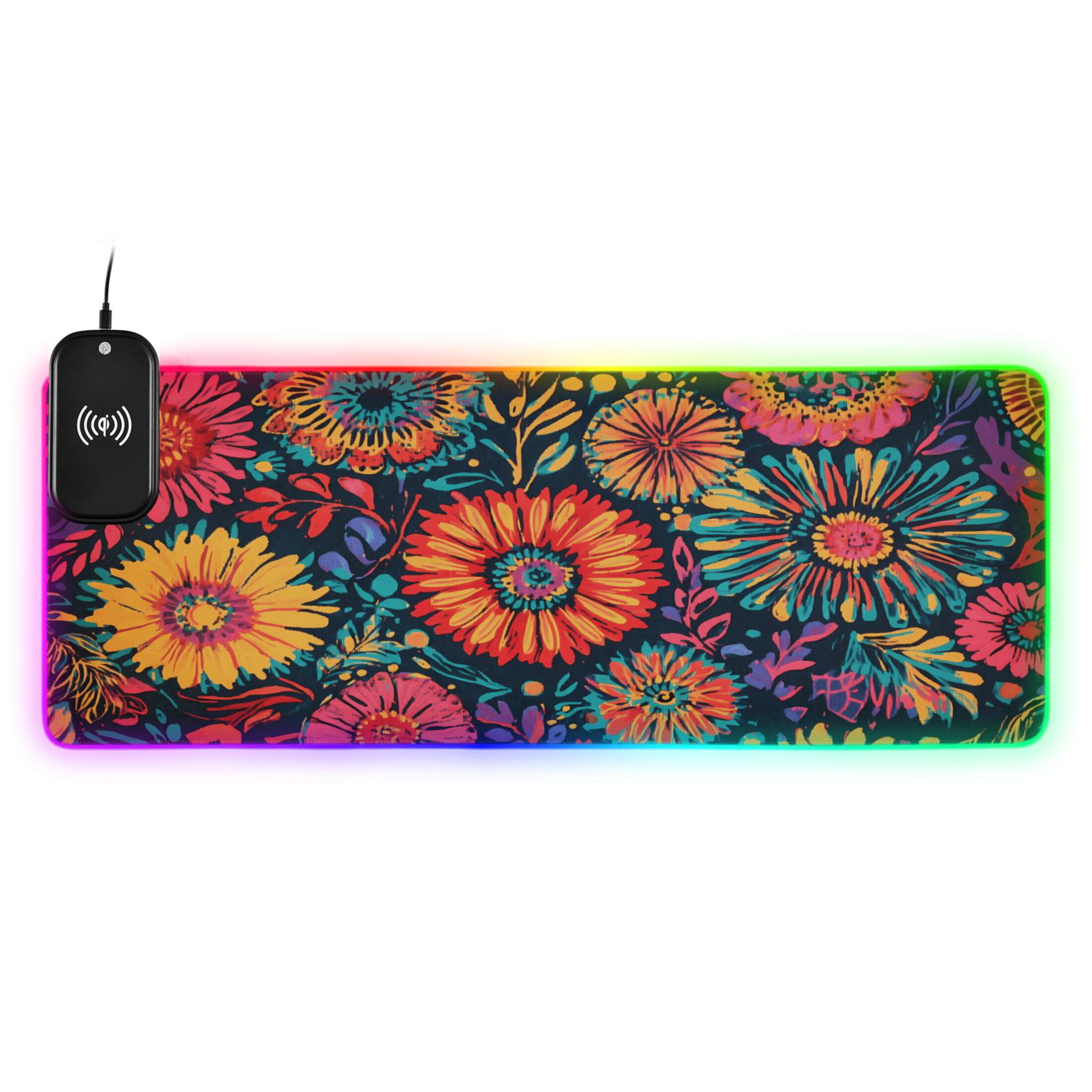 Wireless Charging Mouse Pad Large RGB Gaming Desk Mat 13 Light Modes ...