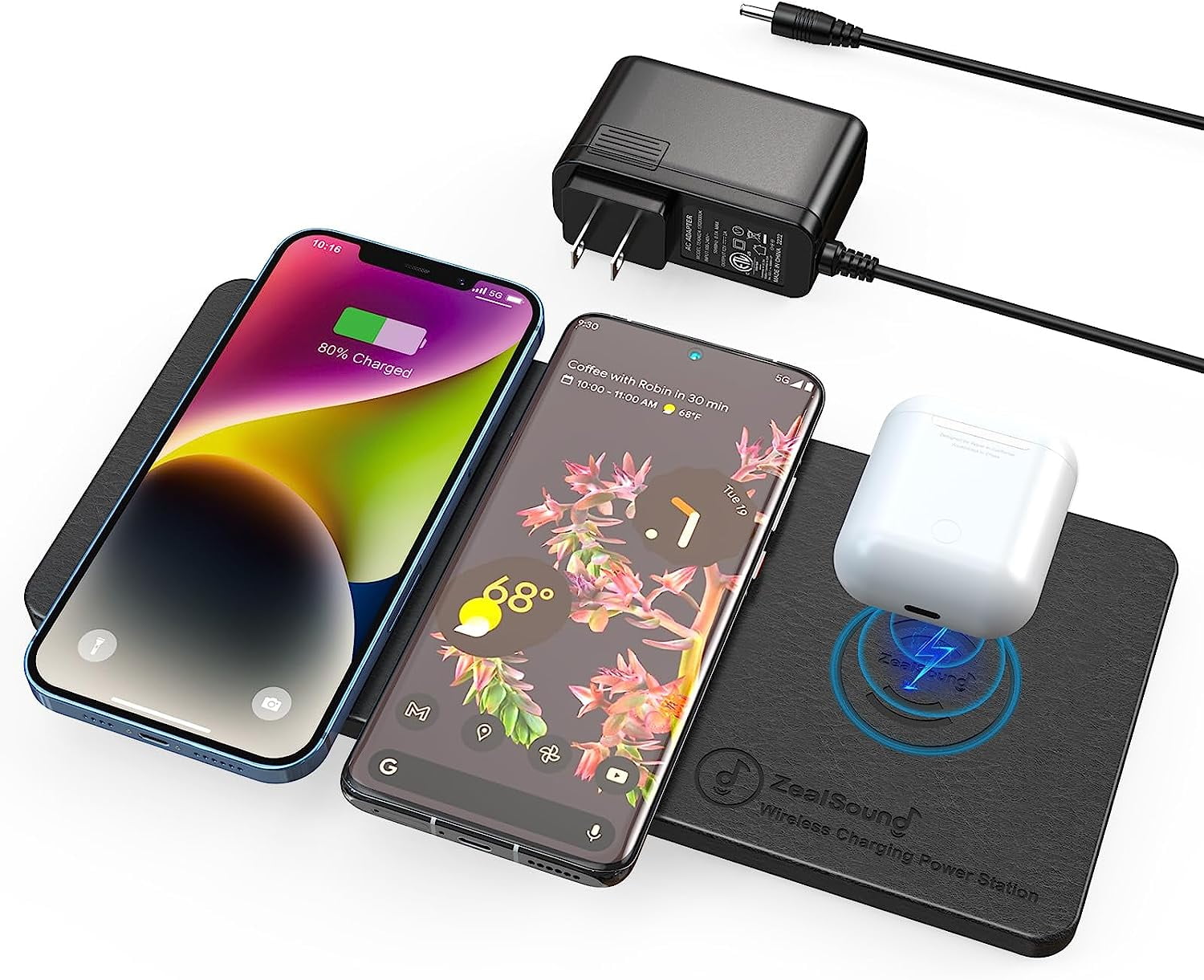 Wireless Charging Pad, Ultra-Slim Triple Charger Station for Multiple 3 ...
