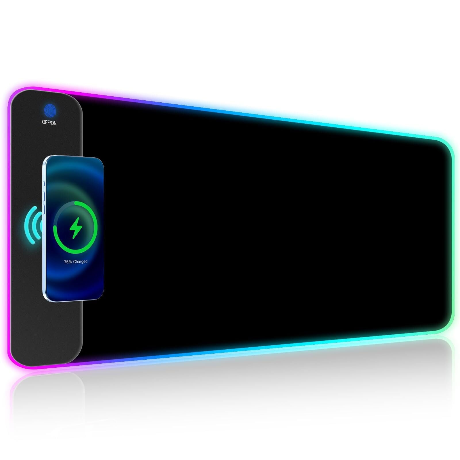 Wireless Charging RGB Gaming Mouse Pad 15W,Large LED Mousepad,10 Light ...