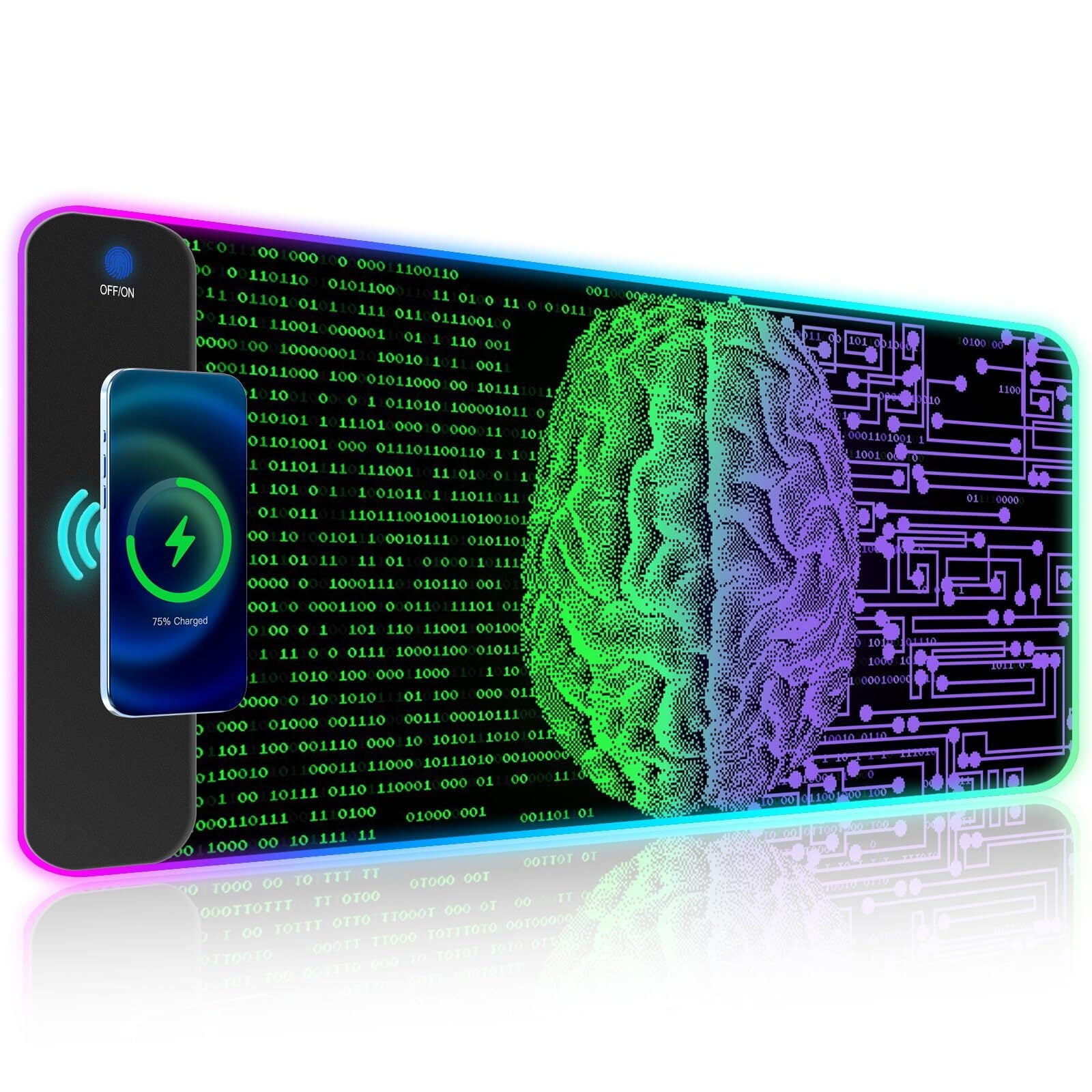 Wireless Charging RGB Gaming Mouse Pad 15W,Large LED Mousepad,10 Light ...