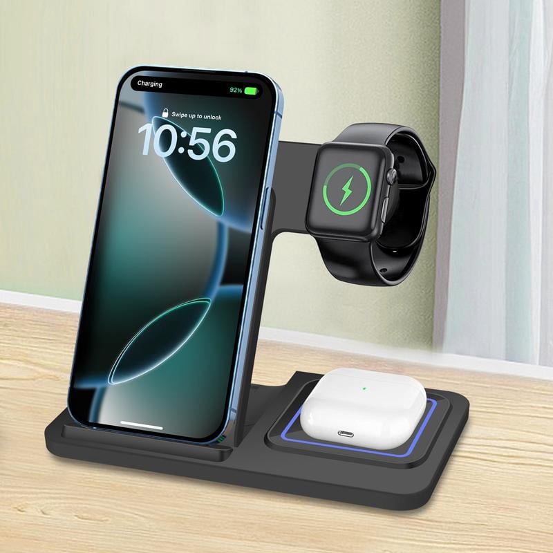 Wireless Charging Station, 3 in 1 Foldable Wireless Charger Stand for ...