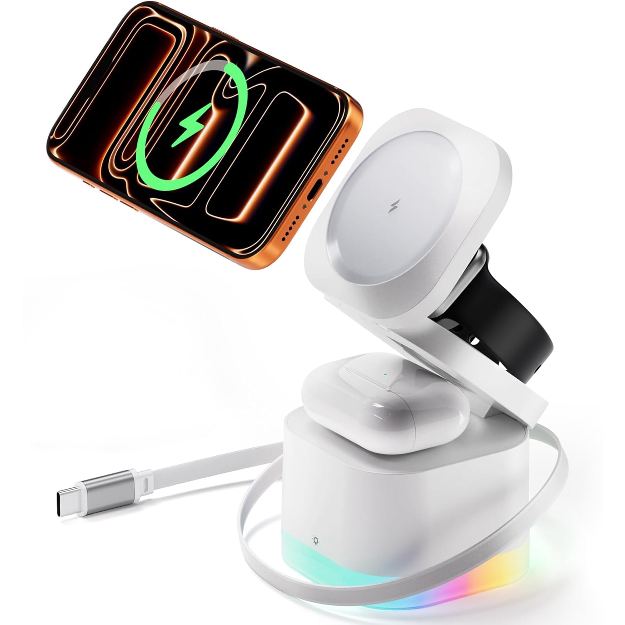 Wireless Charging Station, 5 in 1 Foldable Wireless Magnetic Charger ...