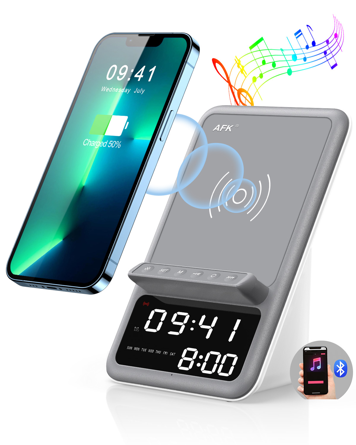 Sonnet R-1415BT Power Station Clock Radio with 2 USB & 2 110 Volt Plugs ...