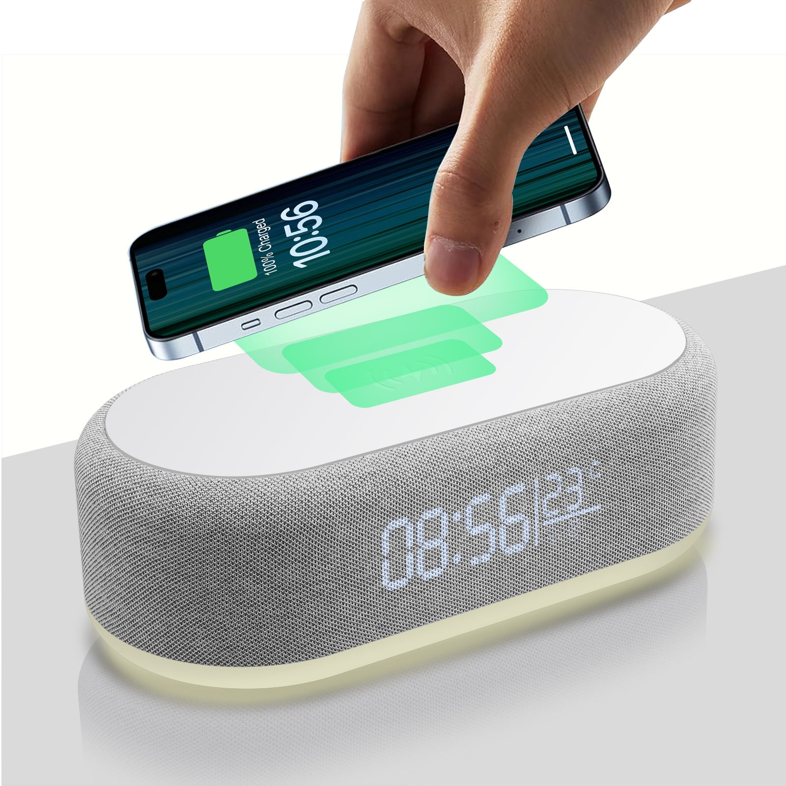 Wireless Charging Station Digital Alarm Clock For Bedroom Temperature ...