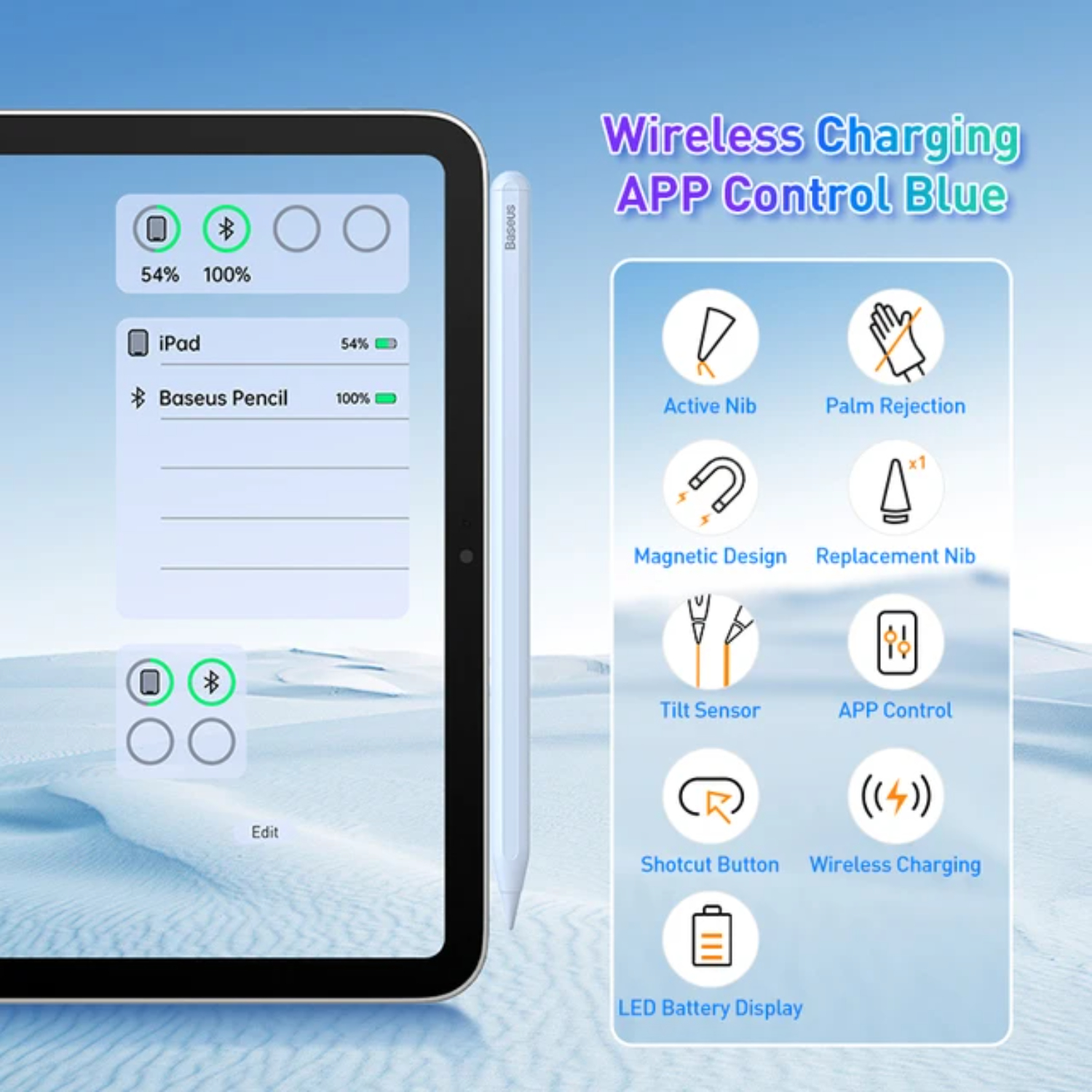 Wireless Charging Tablet Stylus Touch Pen - Highly Responsive and Precise Palm Rejection ...