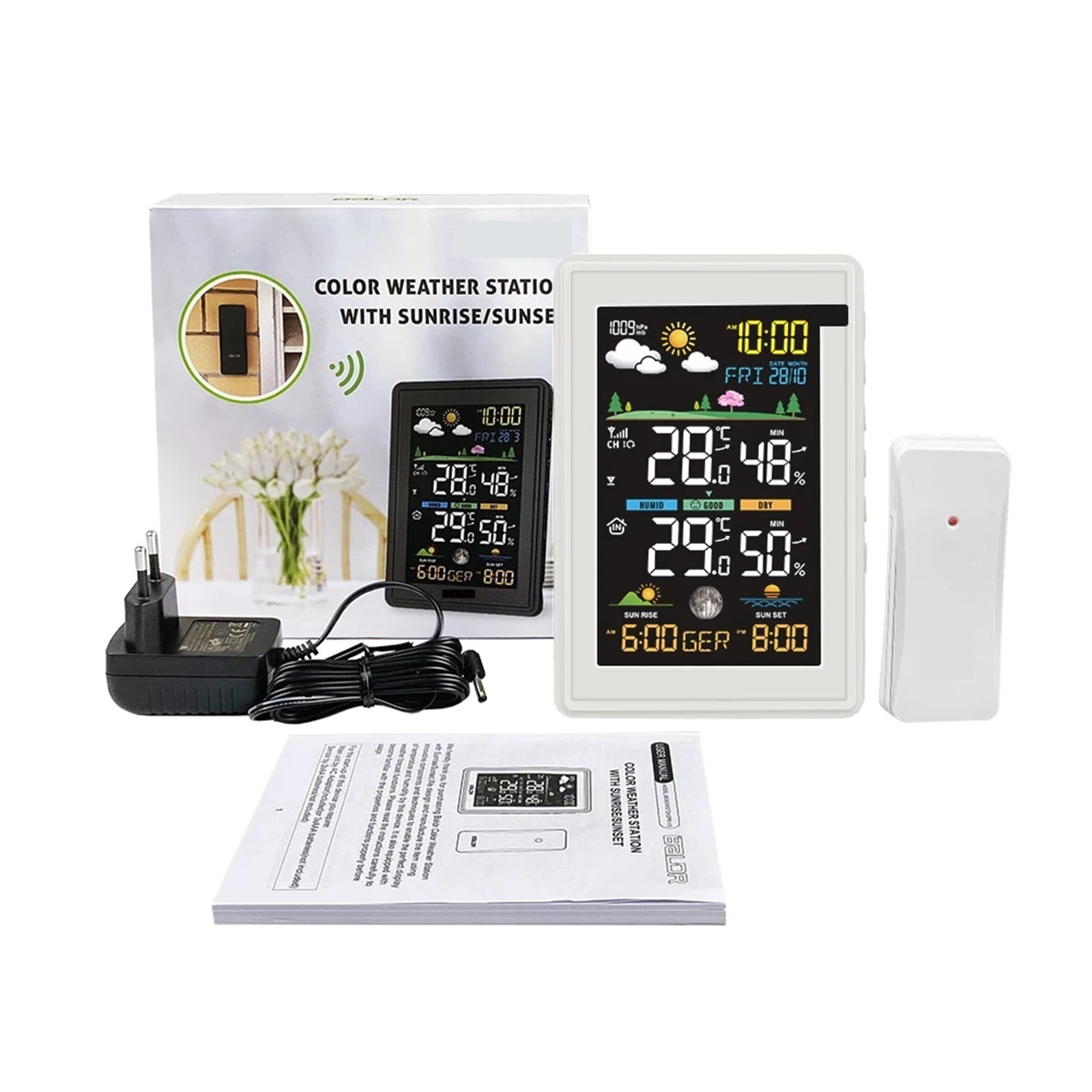 Wireless Color Weather Station Alarm Clock Digital Humidity Temperature ...