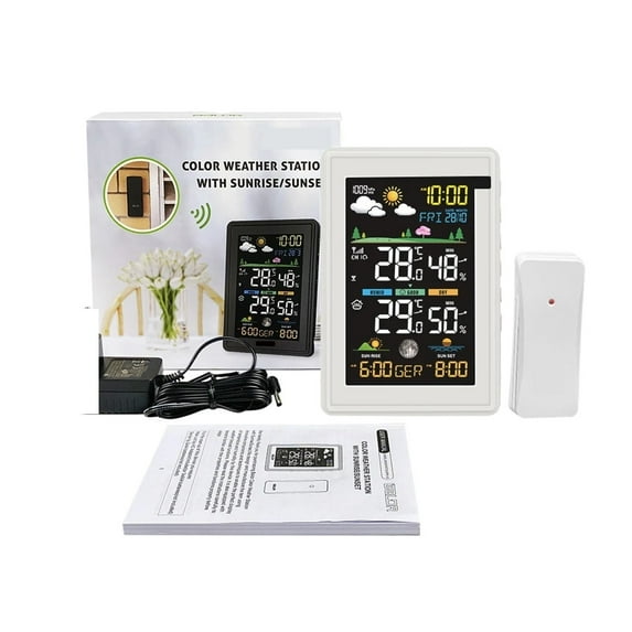 Wireless Color Weather Station Alarm Clock Digital Humidity Temperature ...
