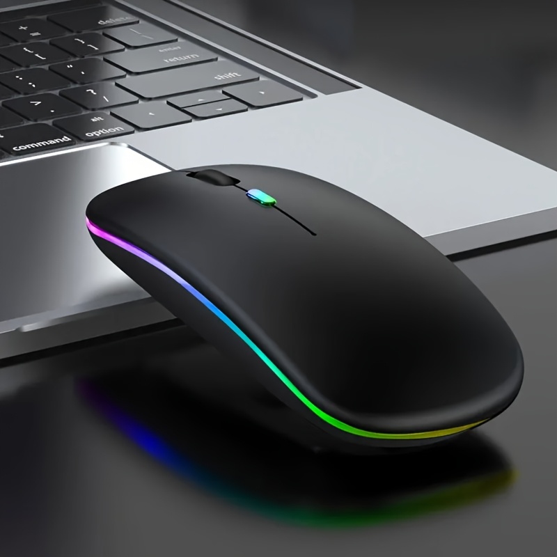 Wireless Colorful Mouse, LED Dual Mode Rechargeable Silent Slim Laptop ...