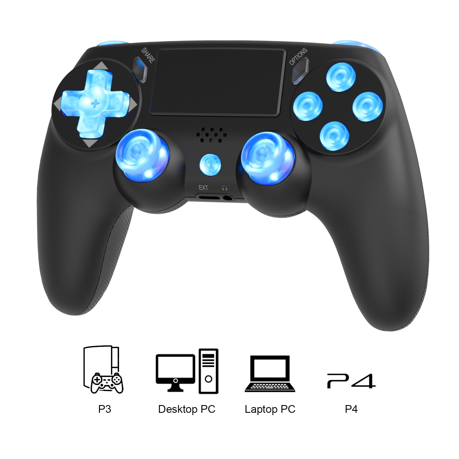 Wireless Controller for PS4 with RGB Lighting, Remote Game Joystick ...