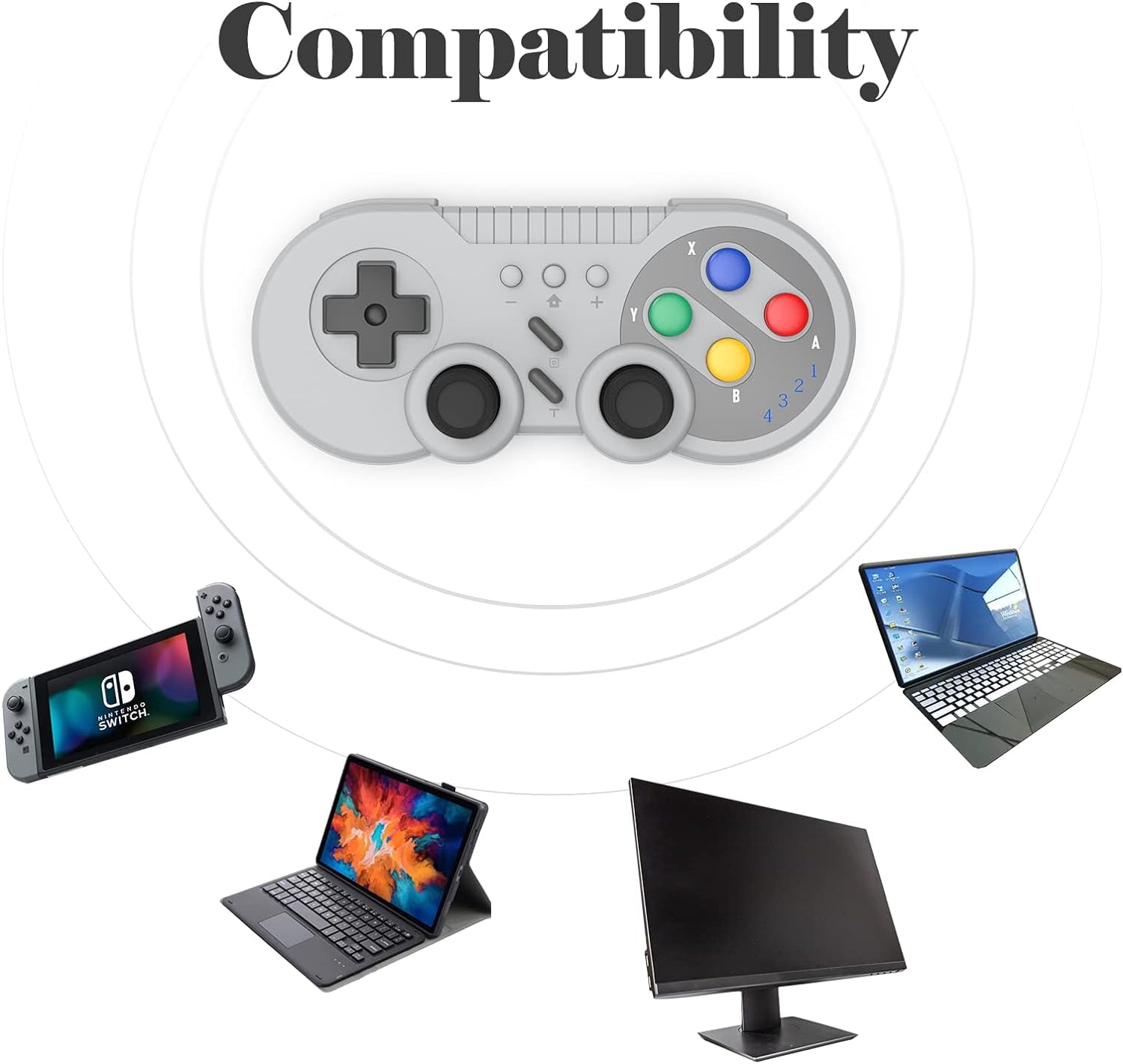 Wireless Controller for Switch PC with Dual Motor Vibration Turbo ...
