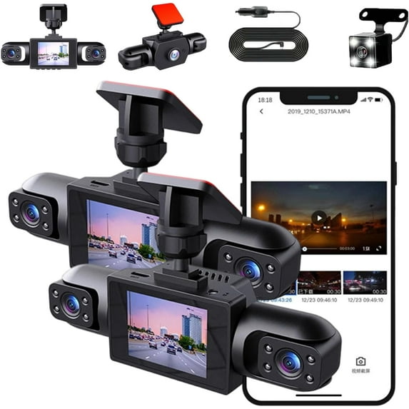 Wireless Dash Cam Front and Rear Camera System, Rechargeable Dash Cam ...