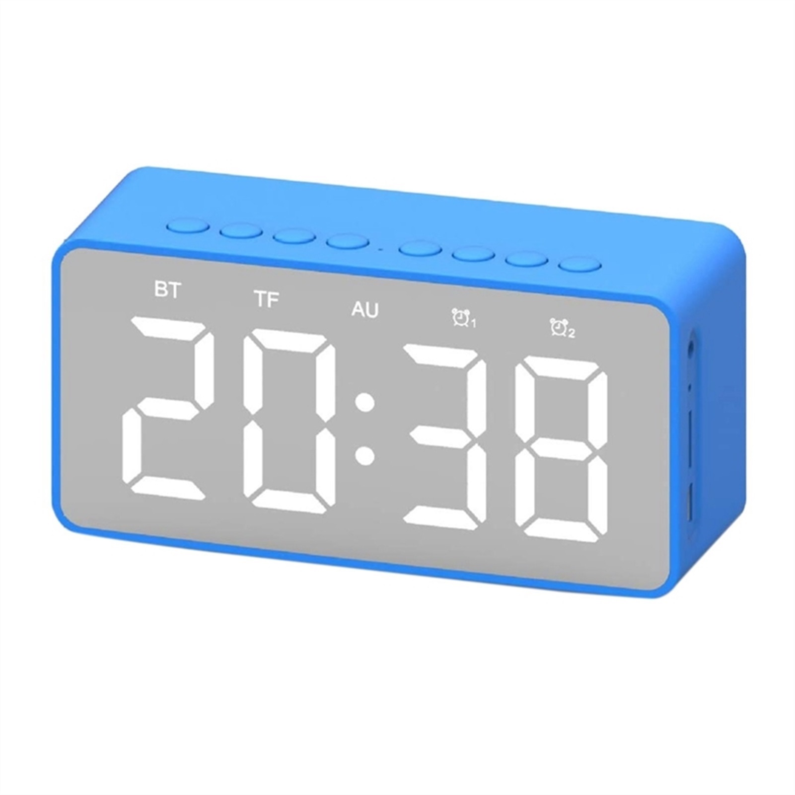 Wireless Digital Alarm Clock Bluetooth Speaker LED Desk Mirror Supports ...