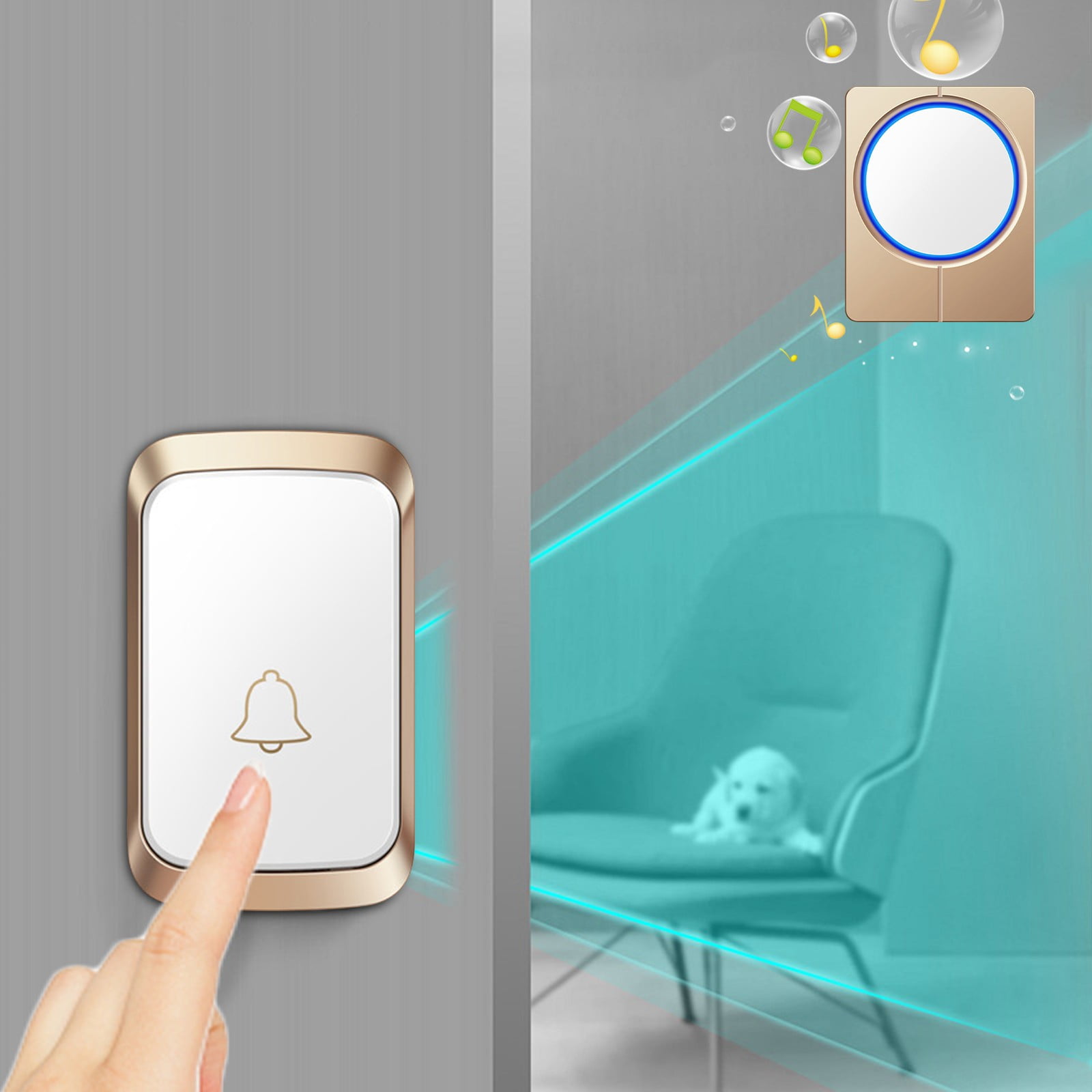 Wireless Digital Doorbell with Multiple Ringtones Battery Powered No ...