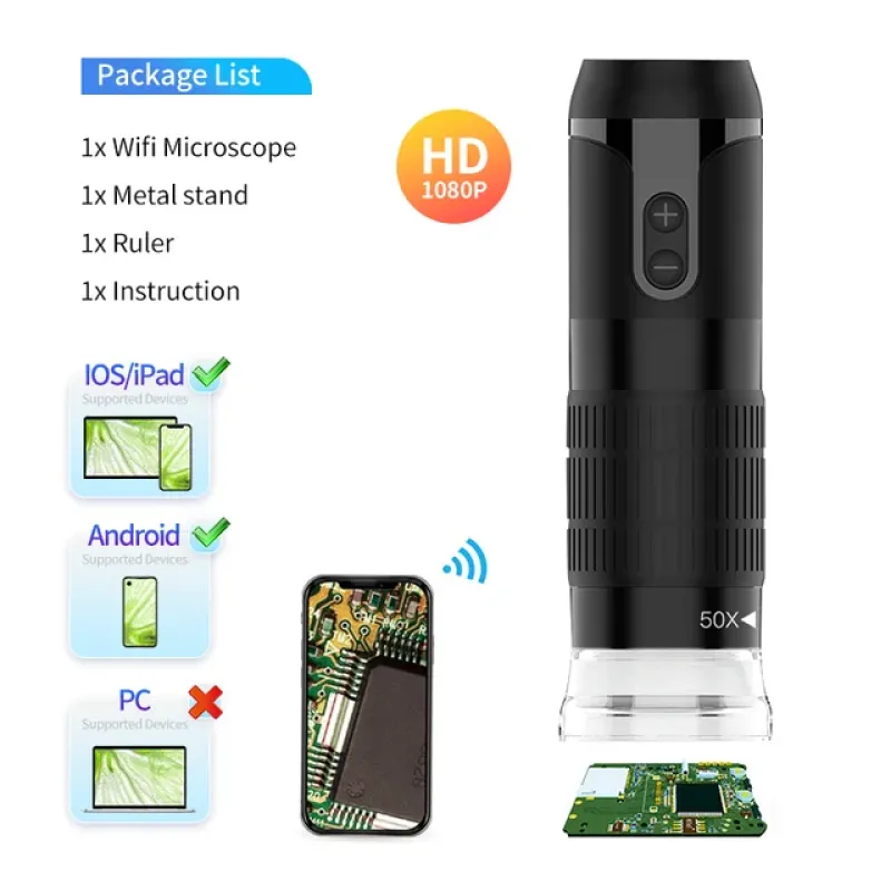Wireless Digital Microscope 50X-1000X Magnification Portable Handheld ...