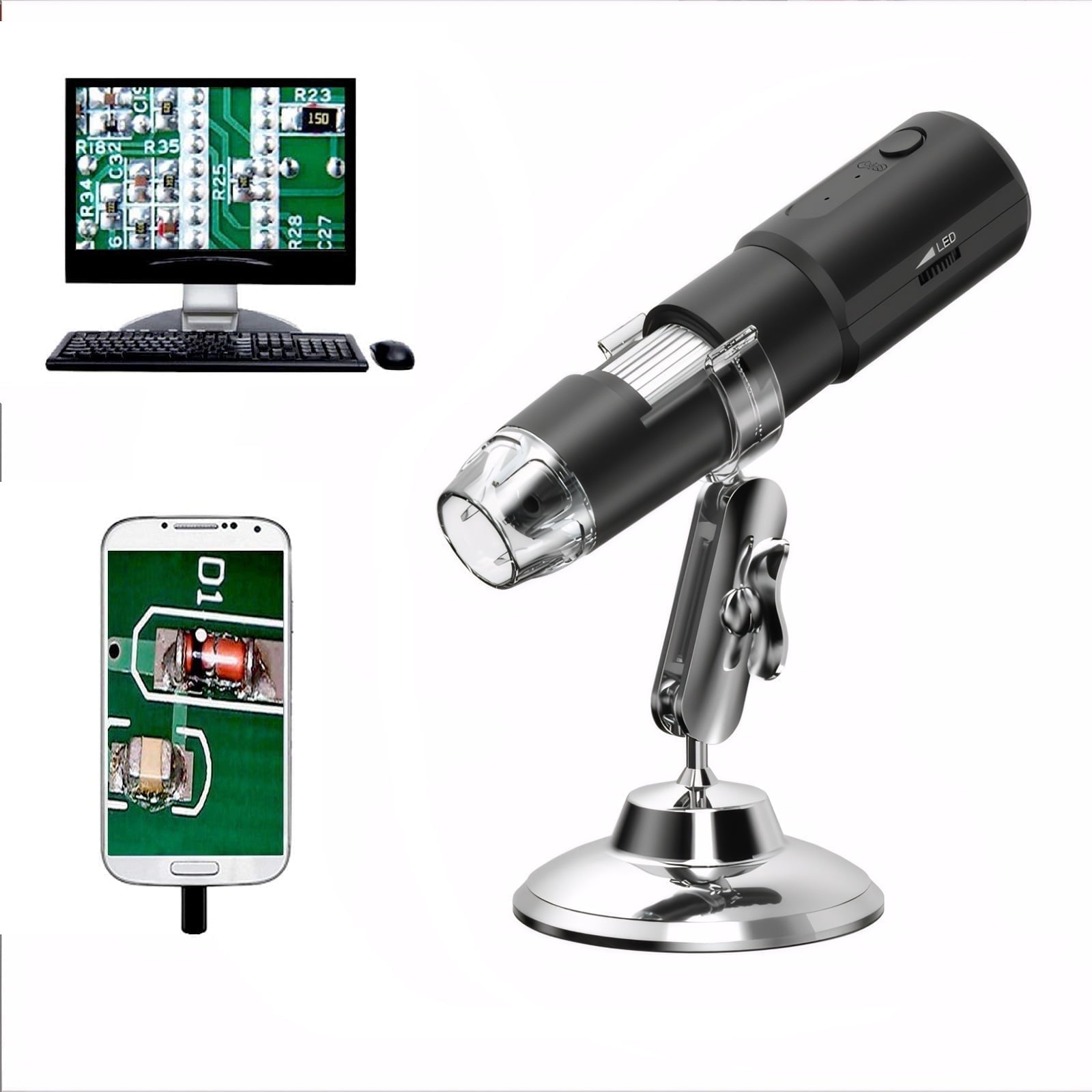 Wireless Digital Microscope 50x-1000x Magnification Handheld Portable ...