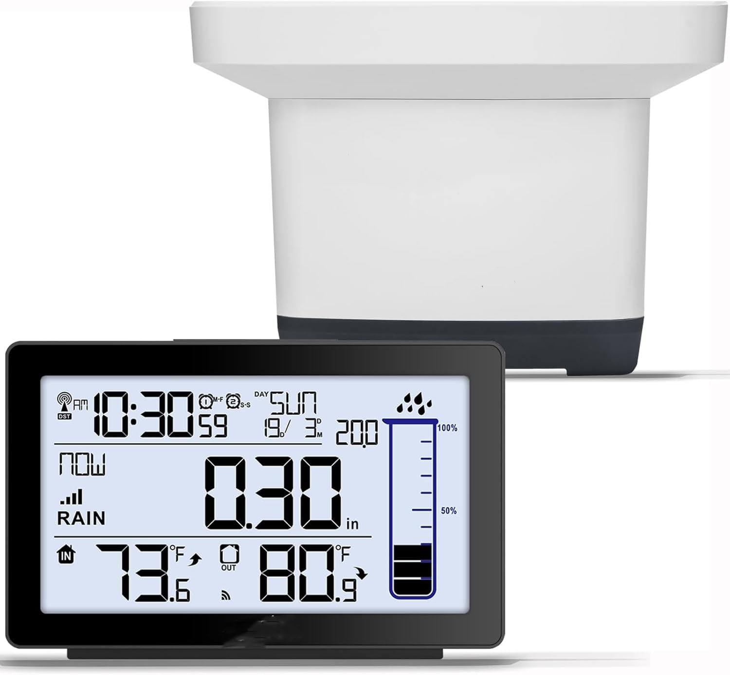Wireless Digital Rain Gauge with Thermometer, Self-Emptying Rain ...