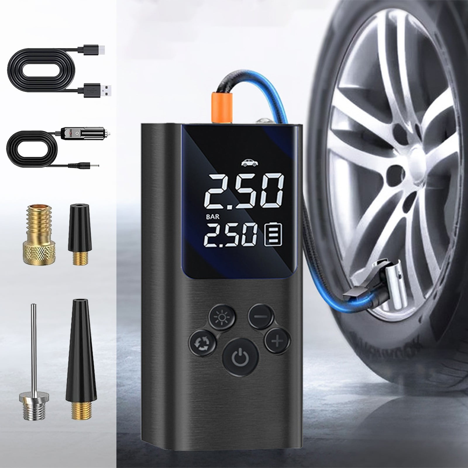 Wireless Digital Tire Inflator Pump | Digital Display Air Compressor ...