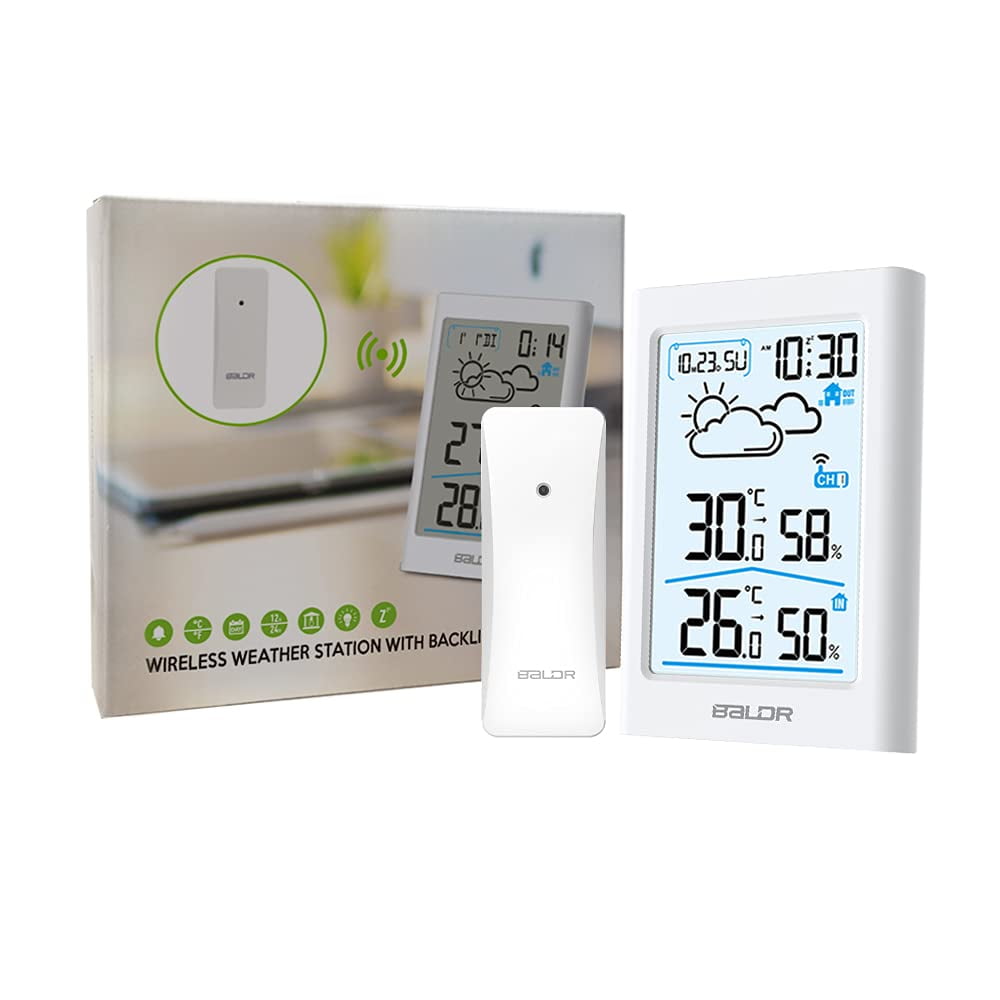 Wireless Digital Weather Station Clock- Indoor Outdoor Thermometer ...