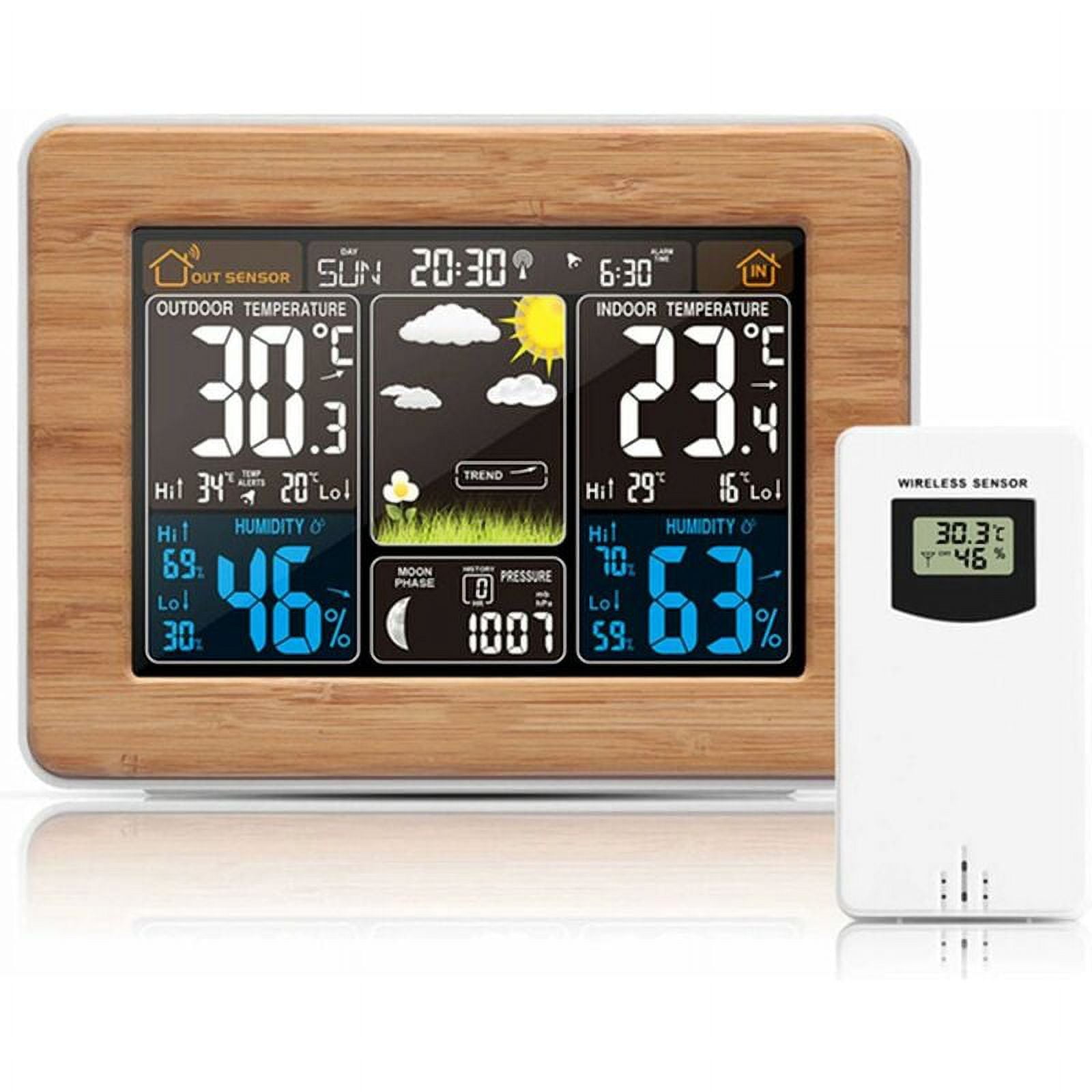 Wireless Digital Weather Station With Outdoor Sensors - Equipped With Time, Date, Temperature ...