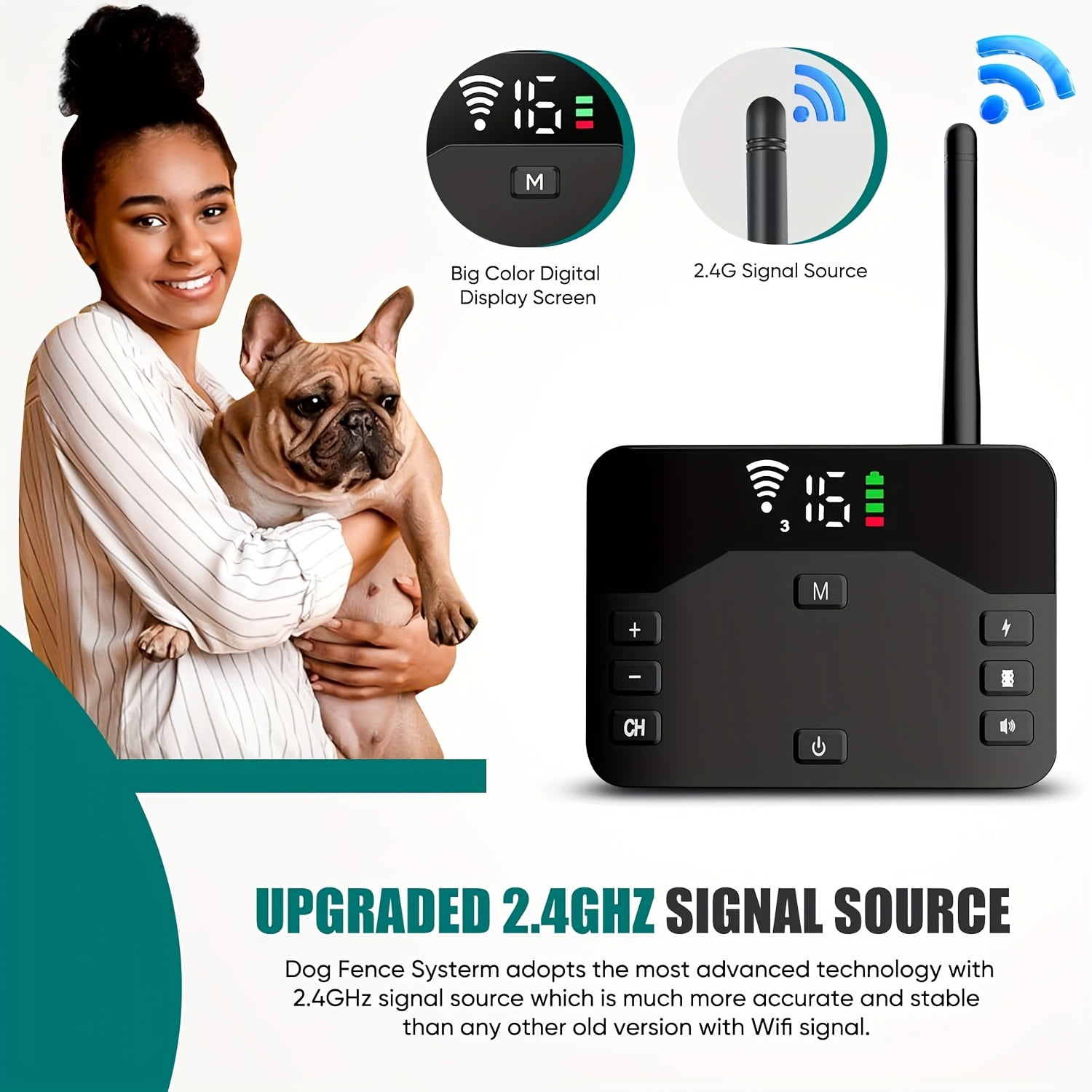 Wireless Dog Fence, 2-in-1 Electric Dog Fence System for 2 Dogs with ...