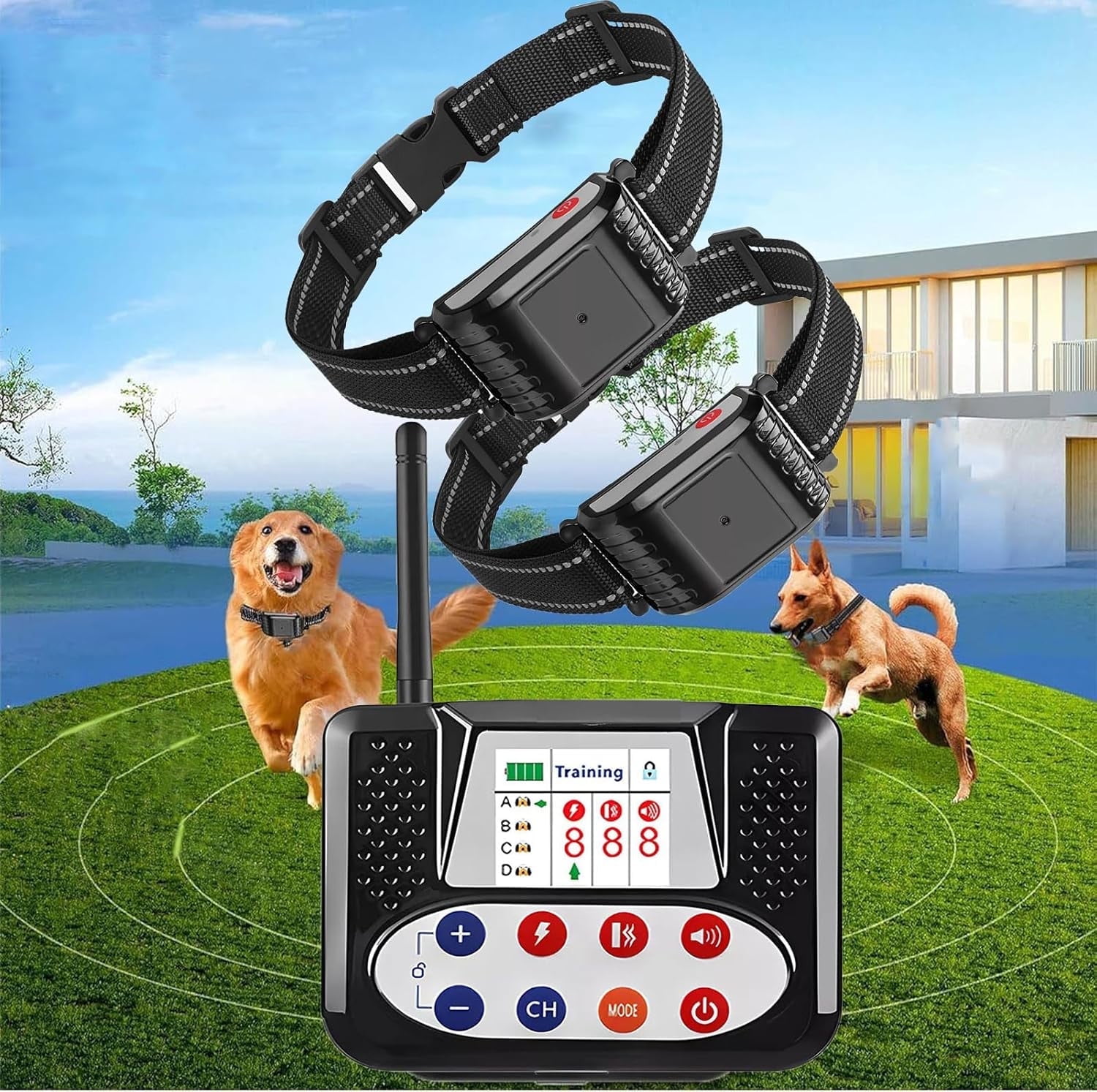 Wireless Dog Fence & Dog Training Collar 2 in 1, Electric Pet Boundary ...