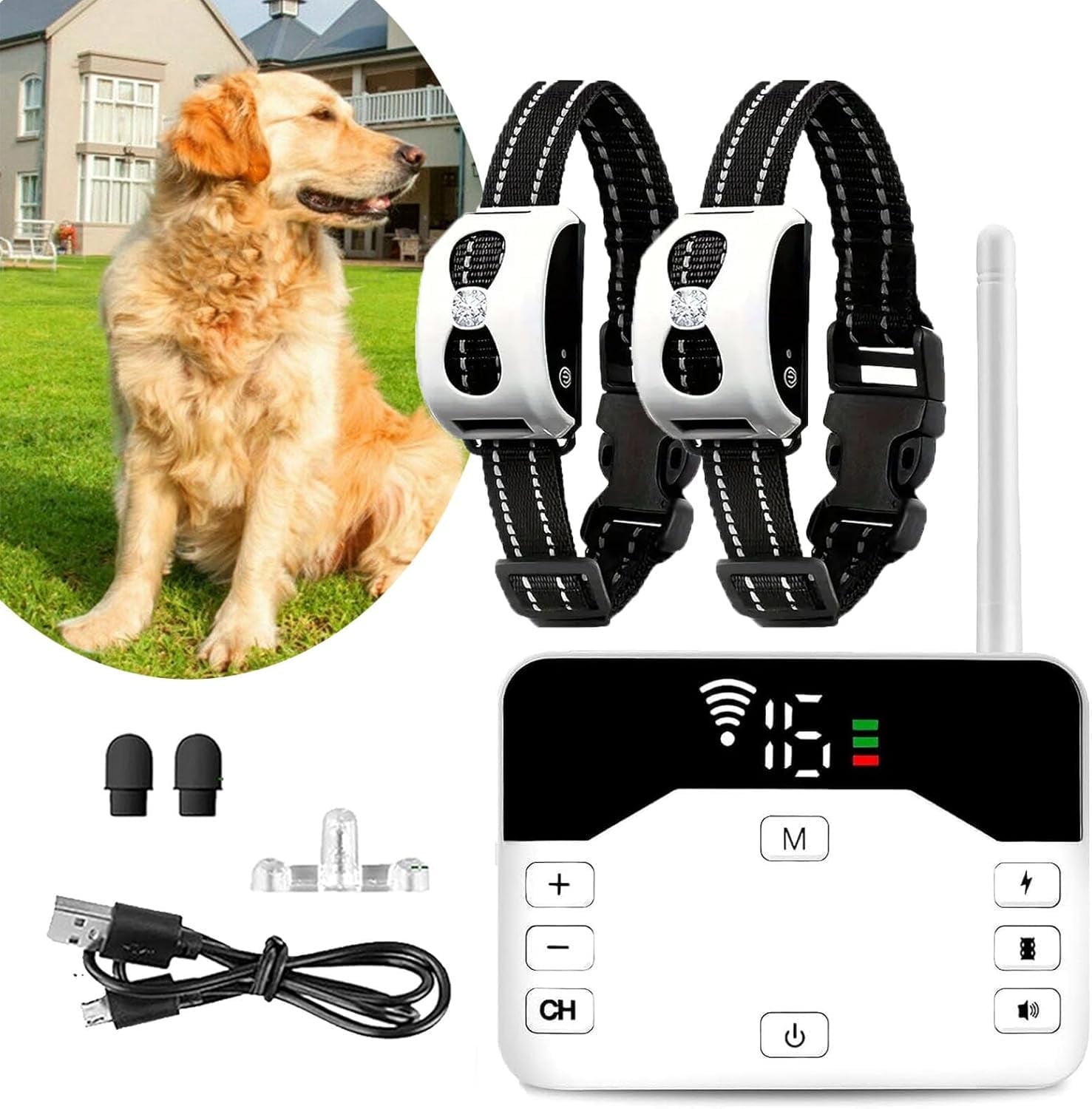 Wireless Dog Fence Electric Training Collar 2 in 1, Dog Boundary ...