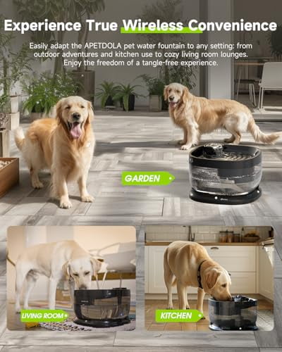 Wireless Dog Water Fountain with 40 Filters,Battery Operated Dog Water ...