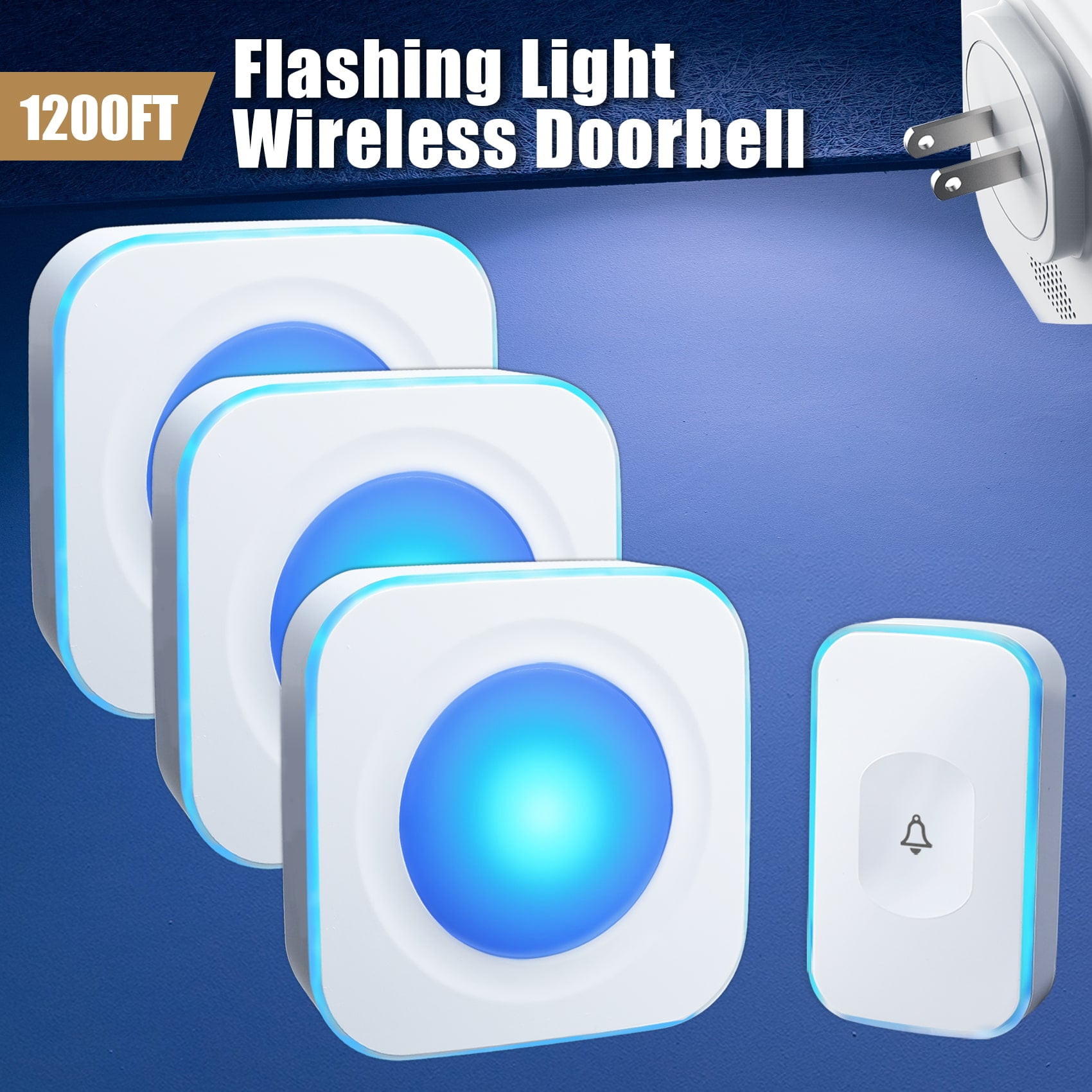 Wireless Doorbell 1200ft Door Bells for Home with Flashing Light Door ...