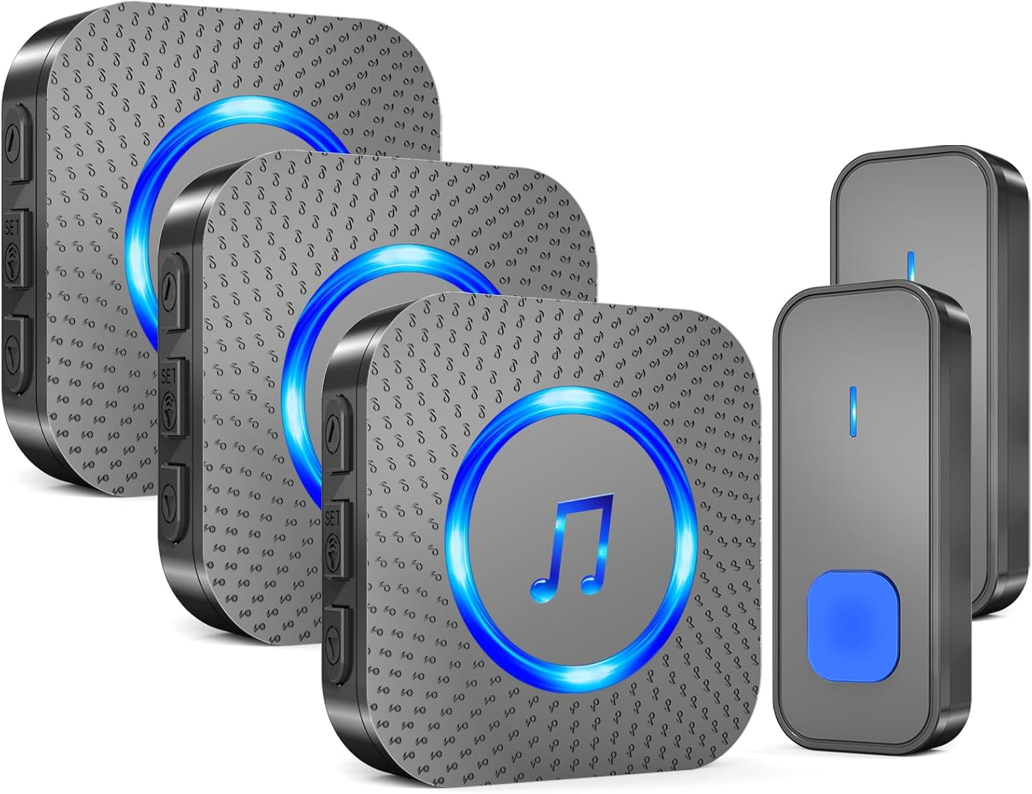 Wireless Doorbell with 3 receivers 2 Buttons,IP55 Waterproof Doorbell ...